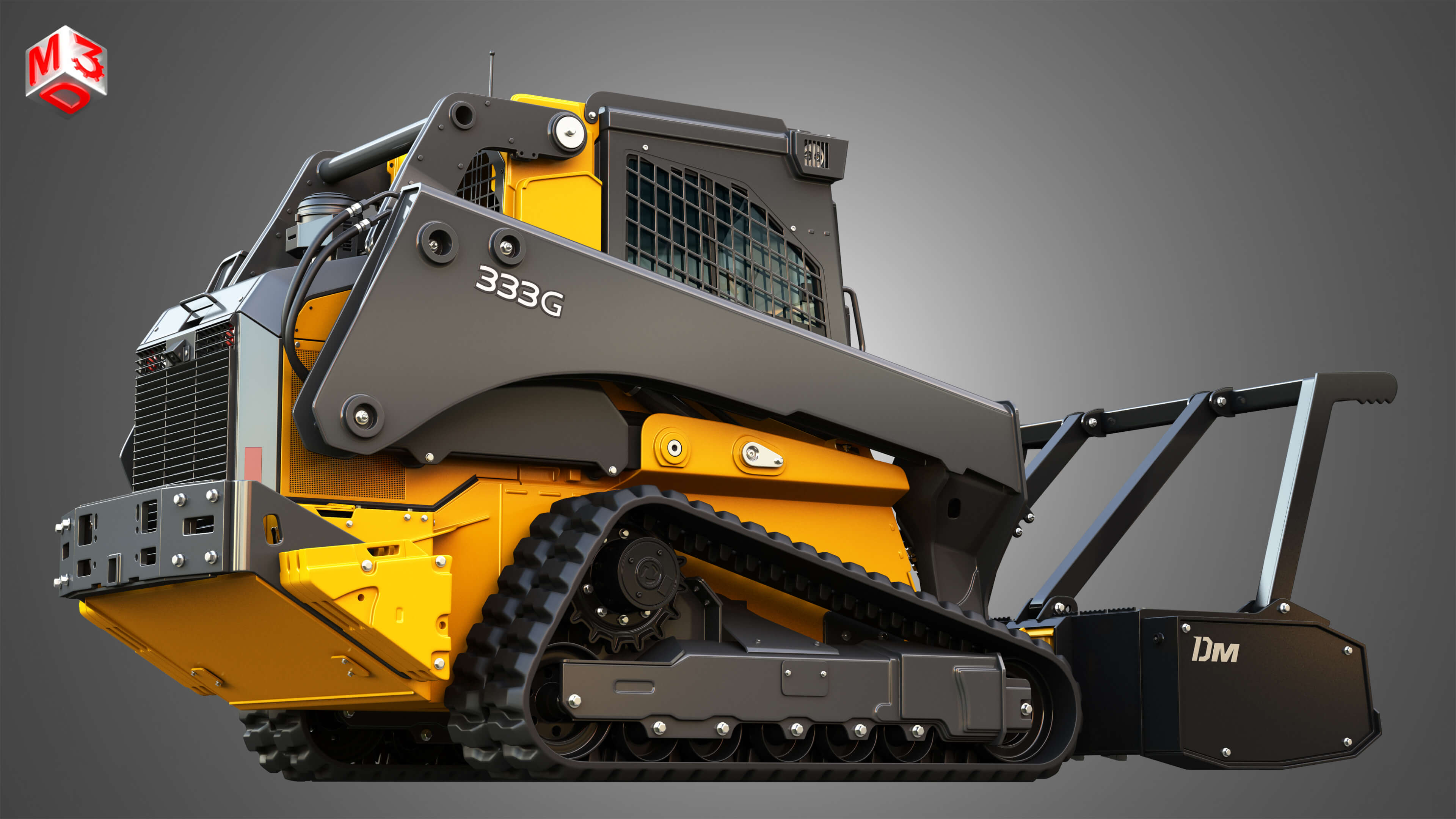 333G Compact Track Loader - Drum Mulcher 3D Model by Markos3d