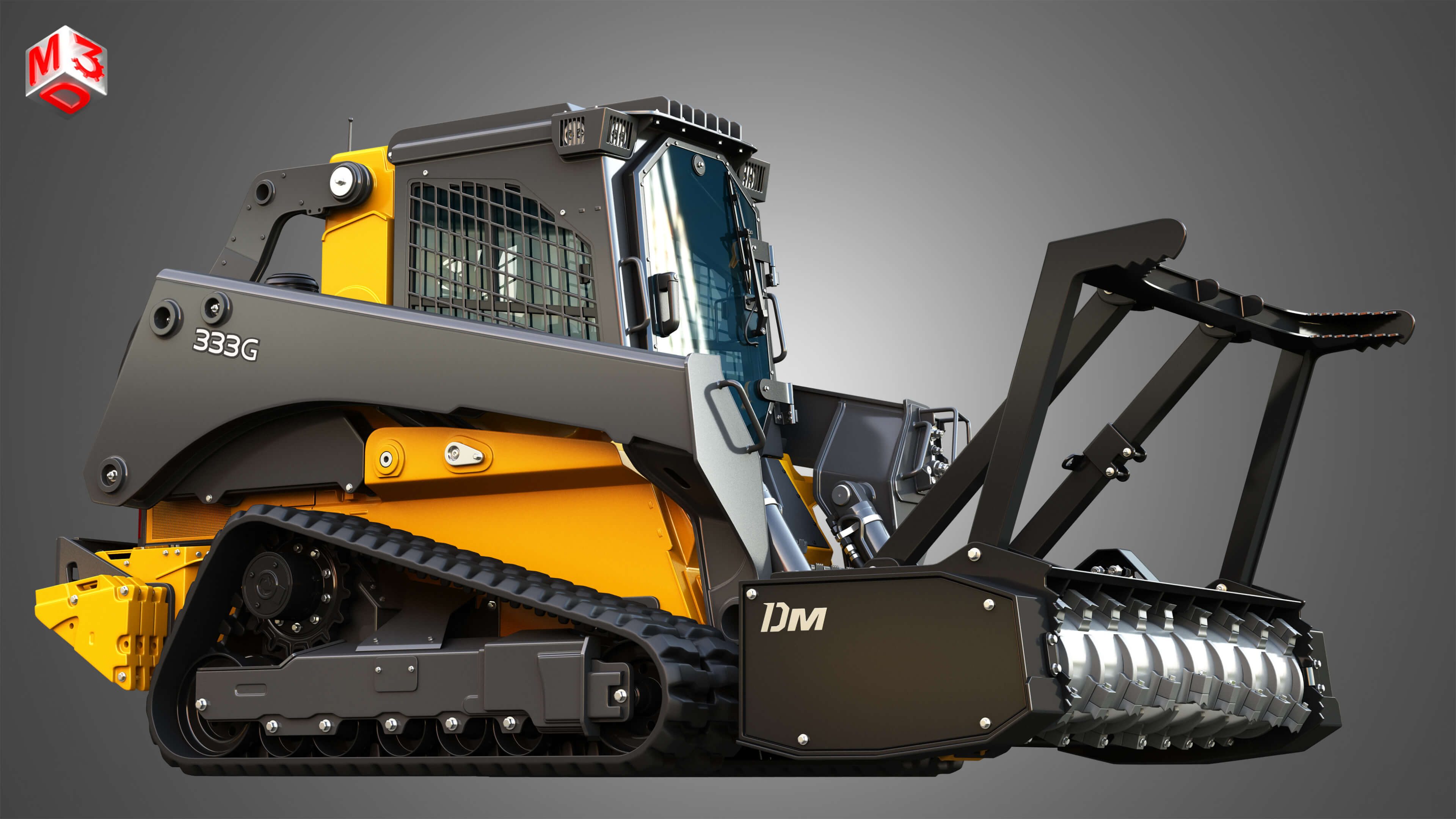 333G Compact Track Loader - Drum Mulcher 3D Model by Markos3d