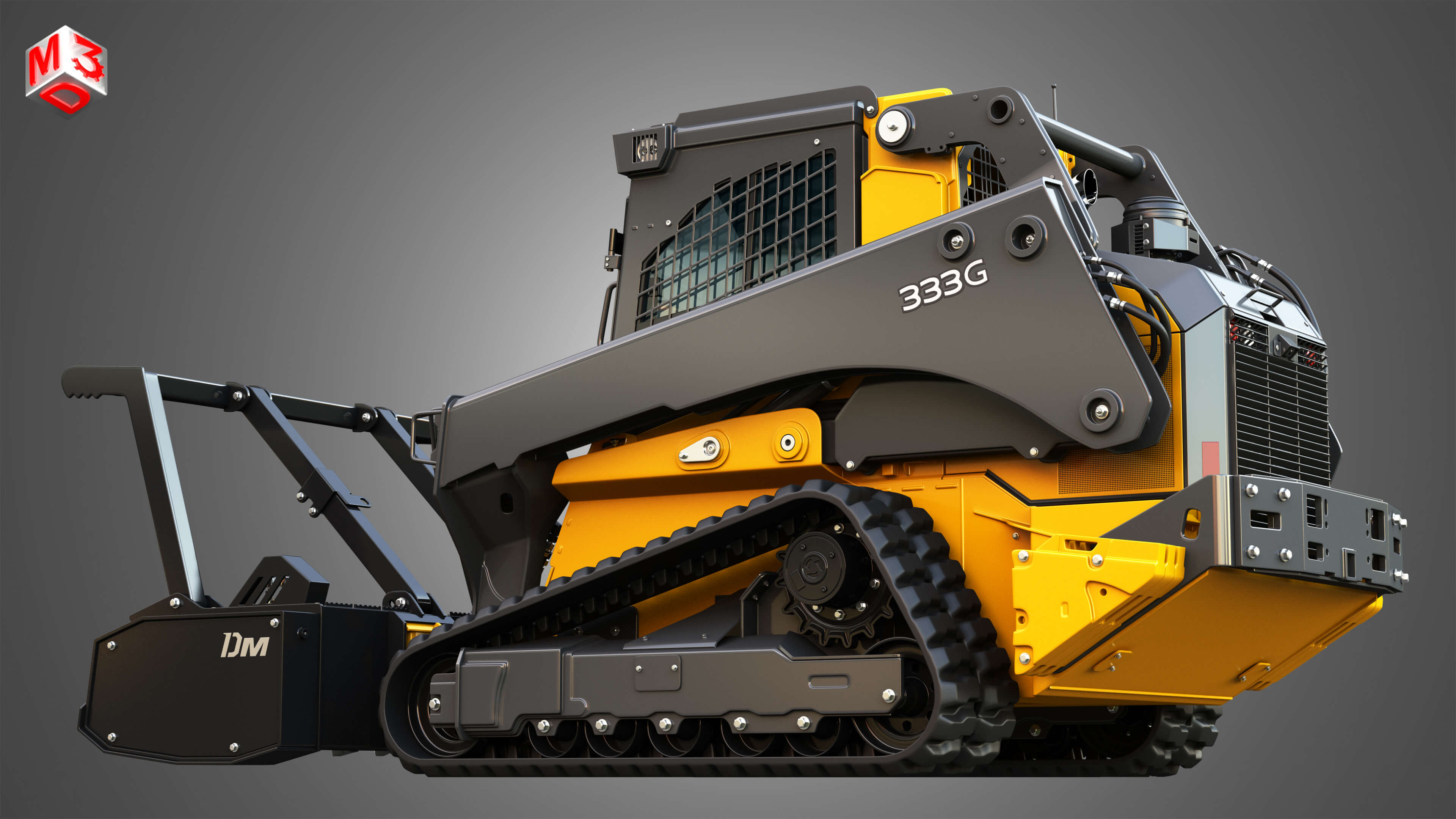 333G Compact Track Loader - Drum Mulcher 3D Model by Markos3d
