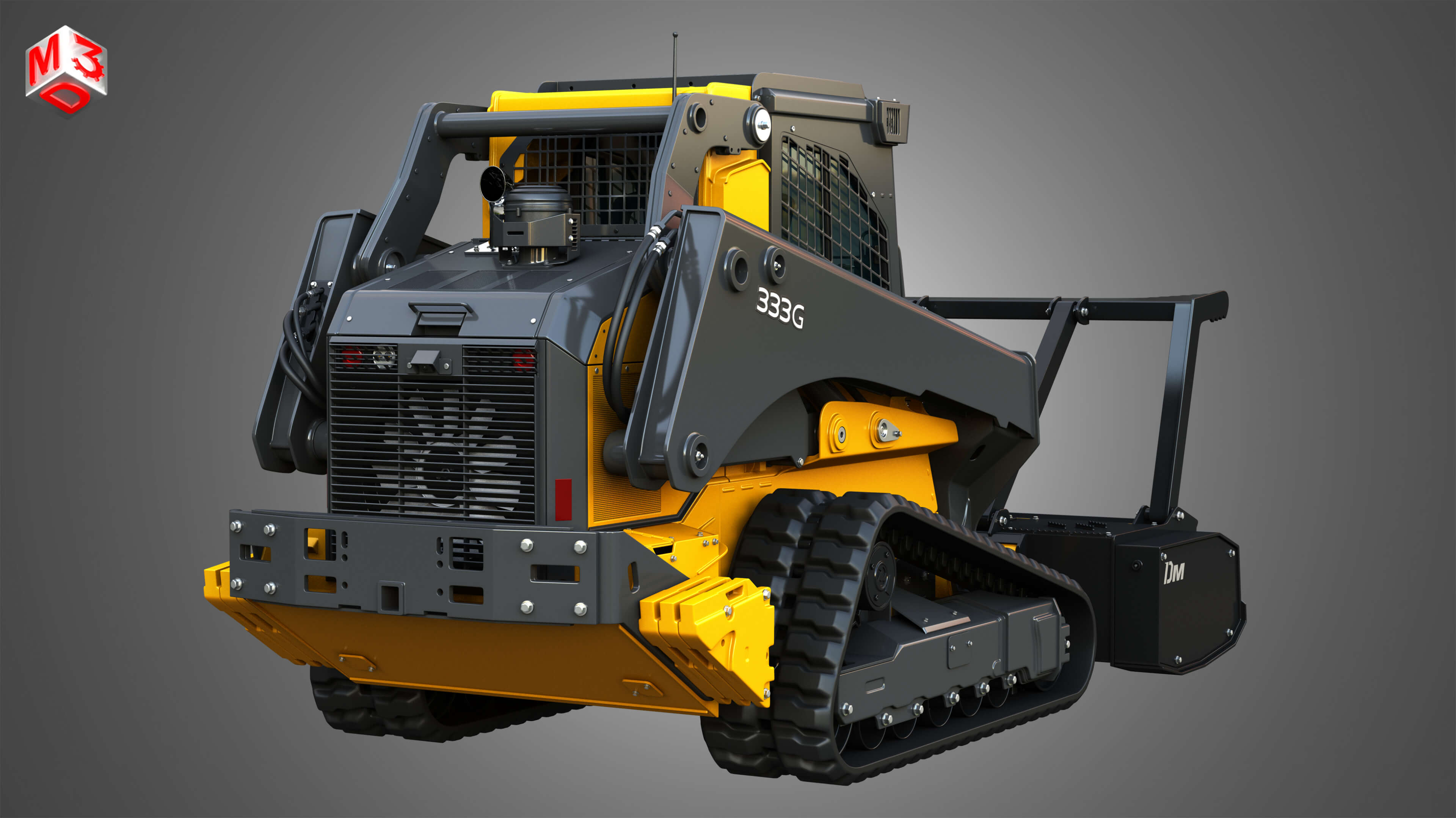 333G Compact Track Loader - Drum Mulcher 3D Model by Markos3d