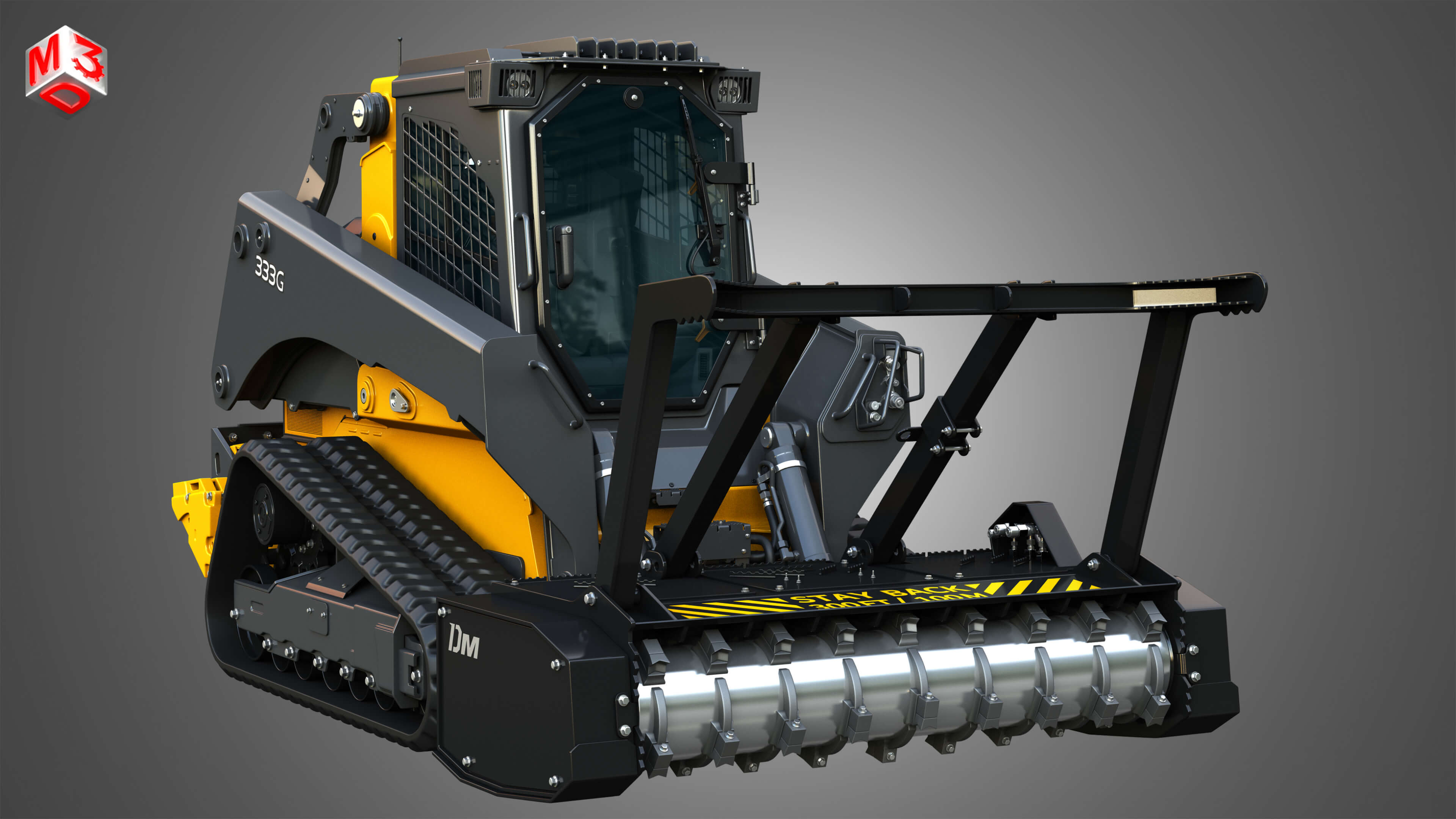 333G Compact Track Loader - Drum Mulcher 3D Model by Markos3d