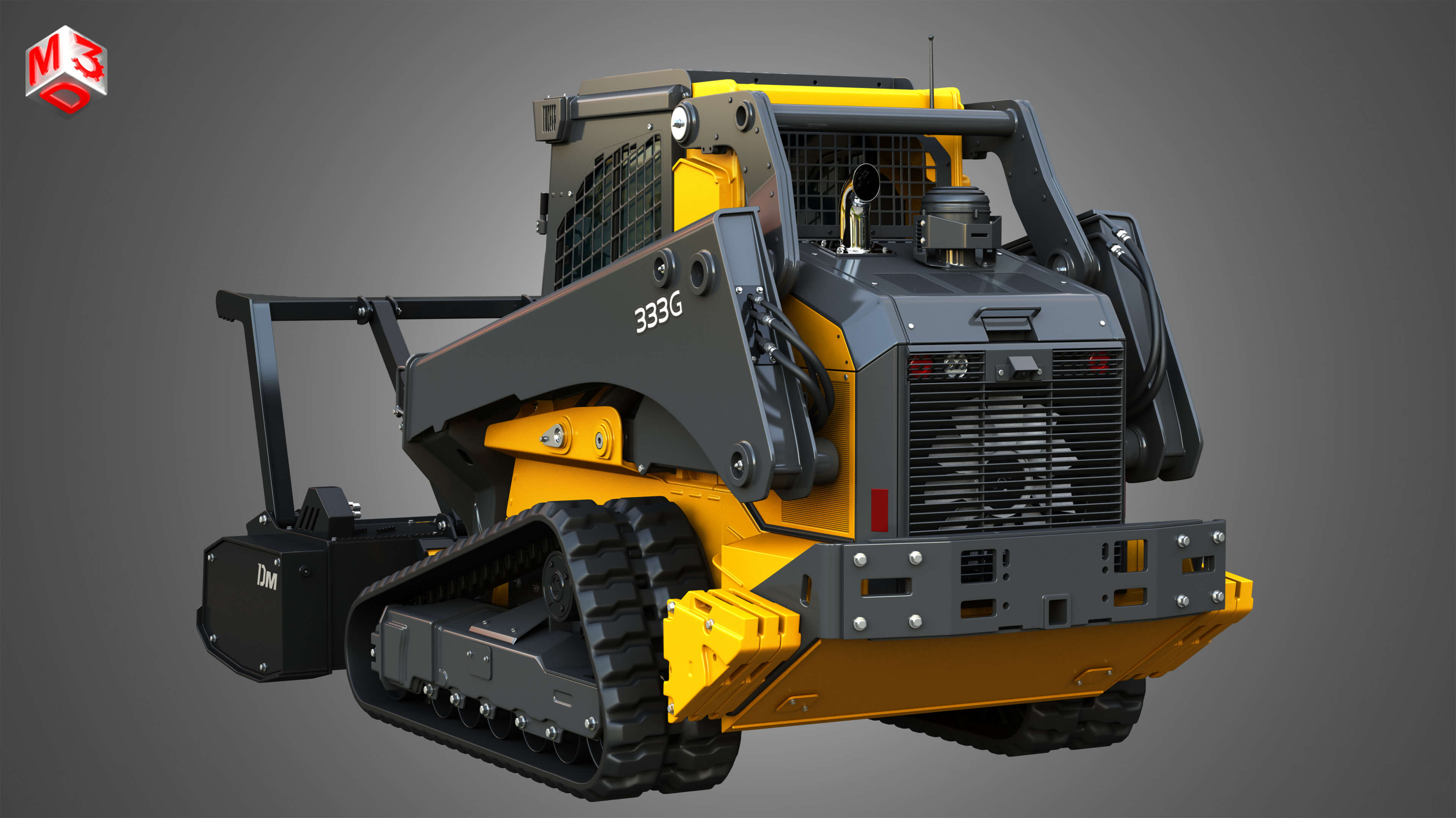 333G Compact Track Loader - Drum Mulcher 3D Model by Markos3d