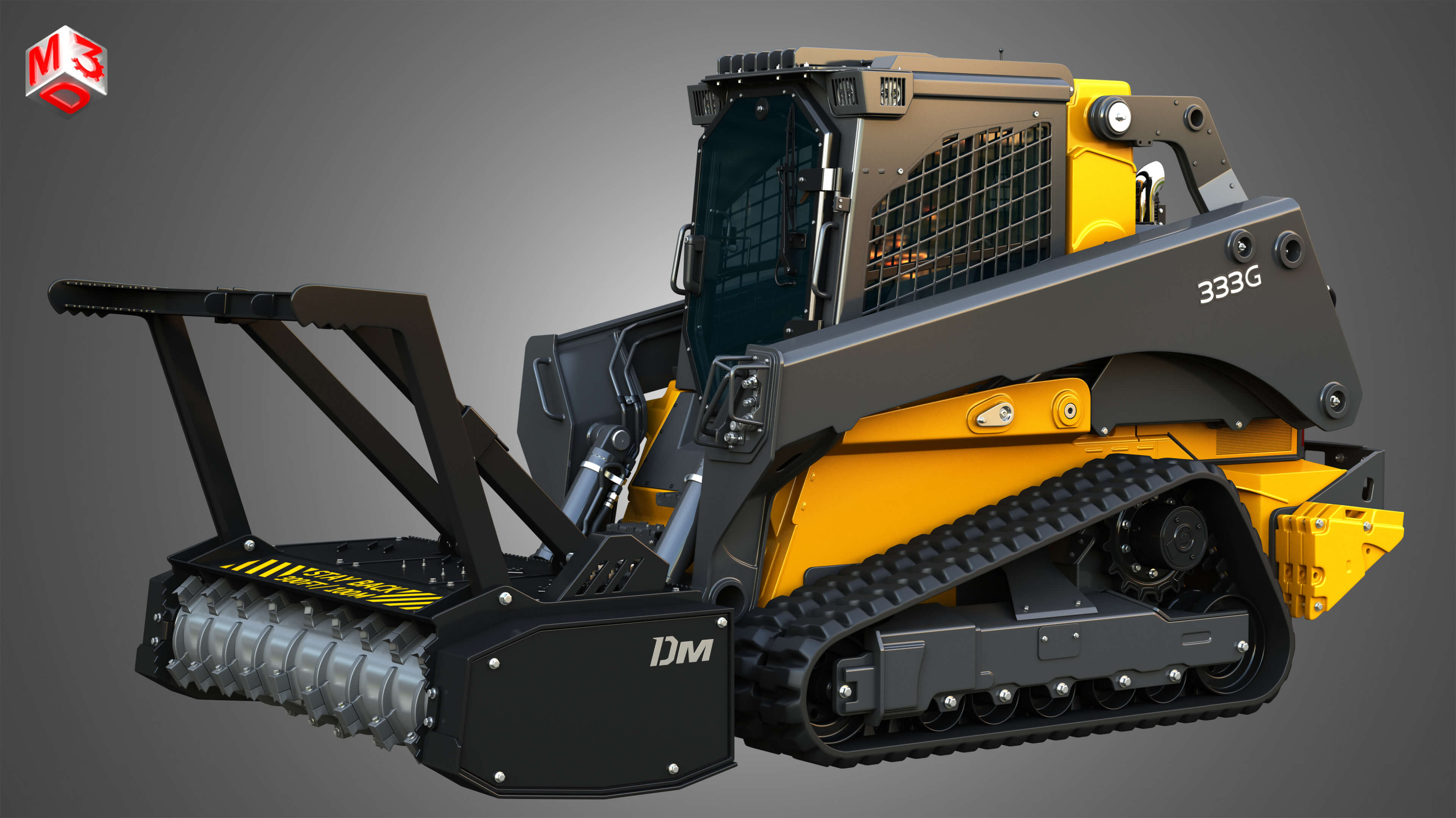333G Compact Track Loader - Drum Mulcher 3D Model by Markos3d