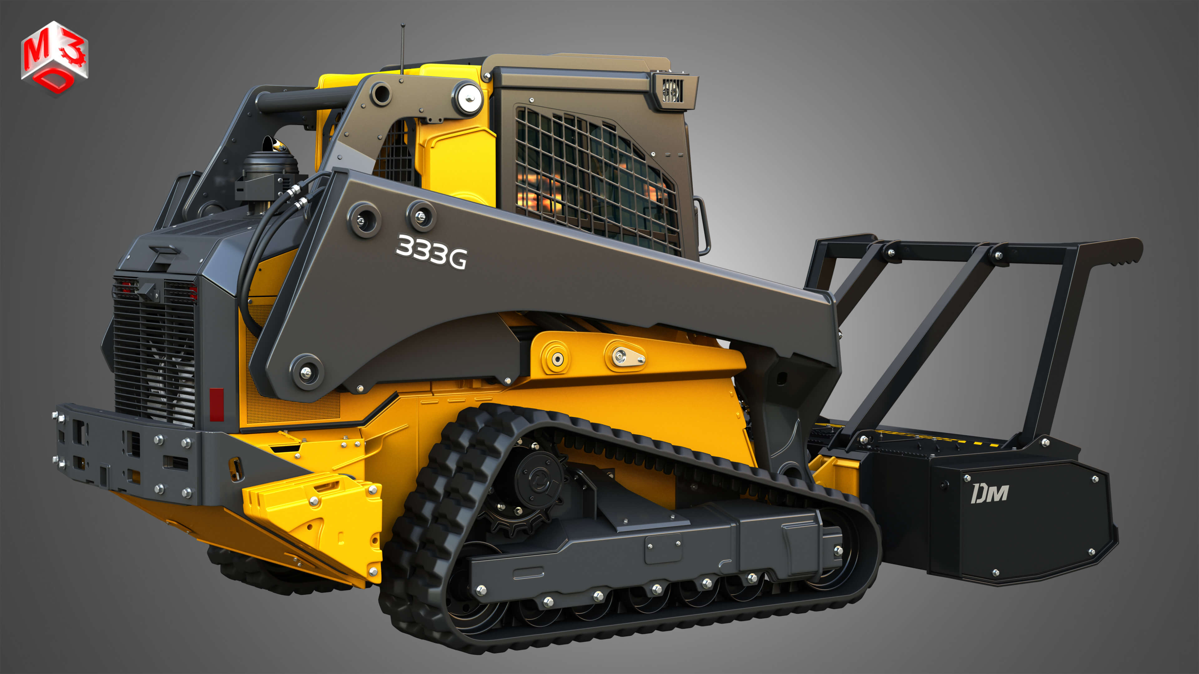 333G Compact Track Loader - Drum Mulcher 3D Model by Markos3d
