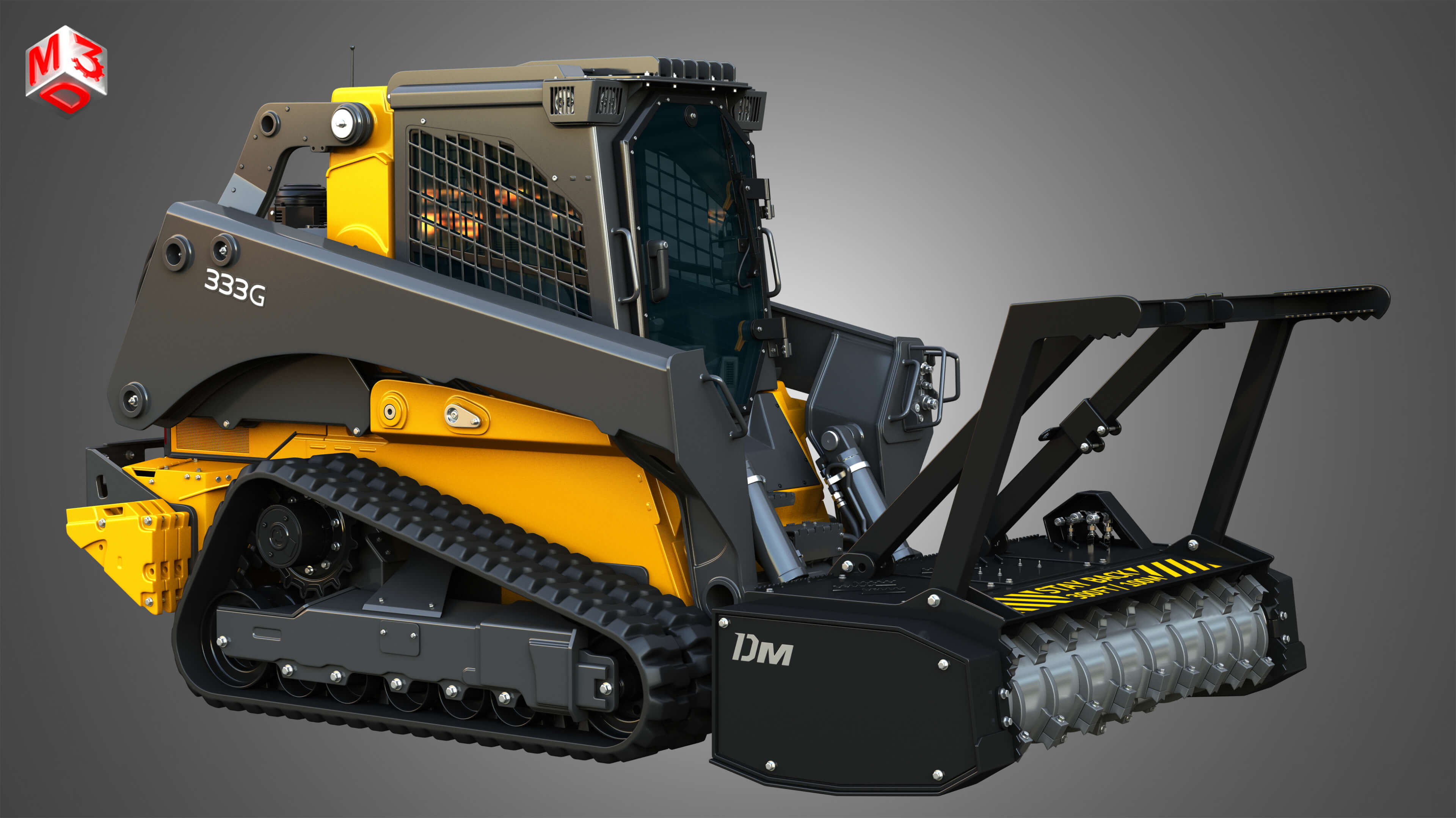 333G Compact Track Loader - Drum Mulcher 3D Model by Markos3d