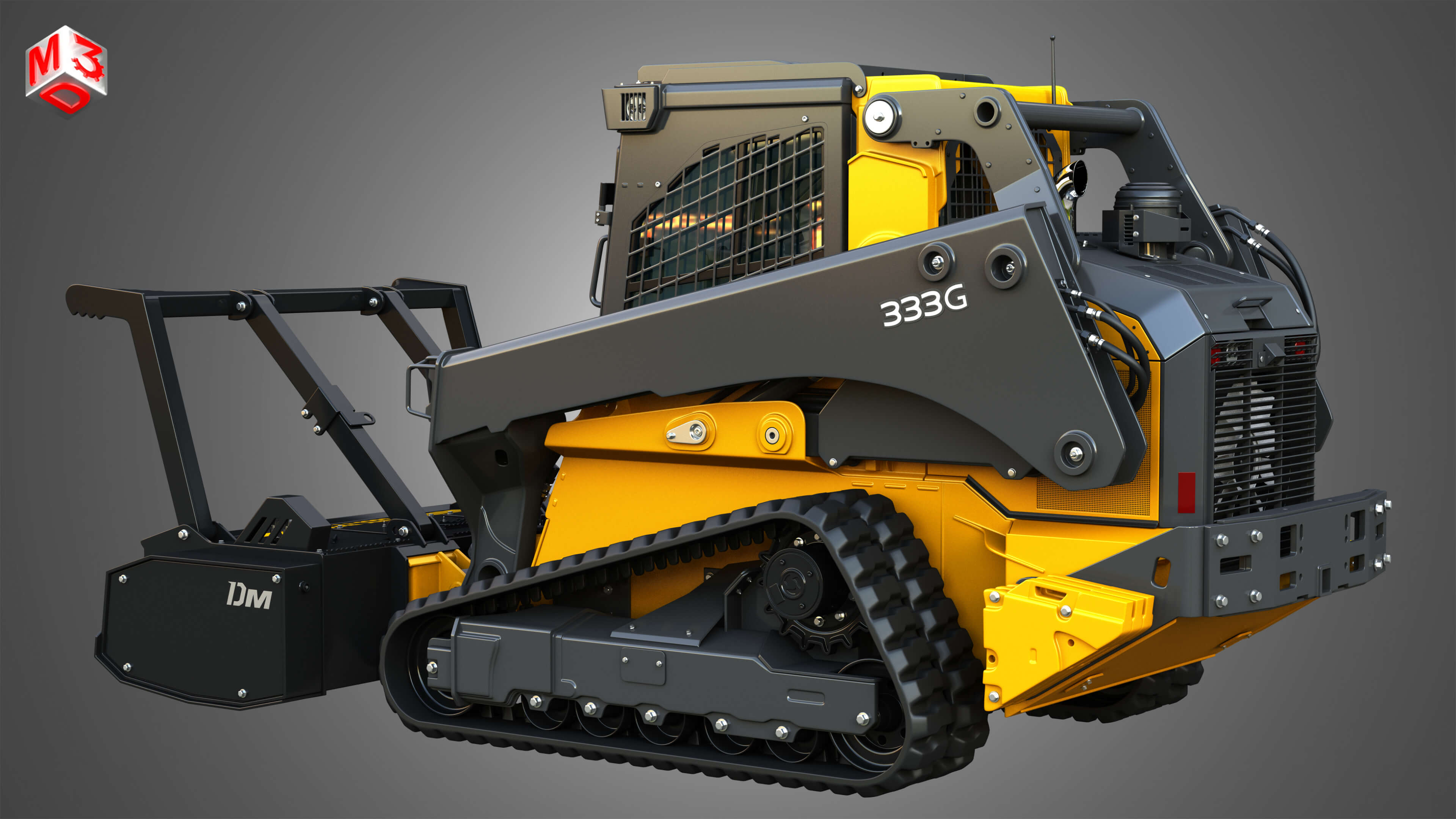 333G Compact Track Loader - Drum Mulcher 3D Model by Markos3d