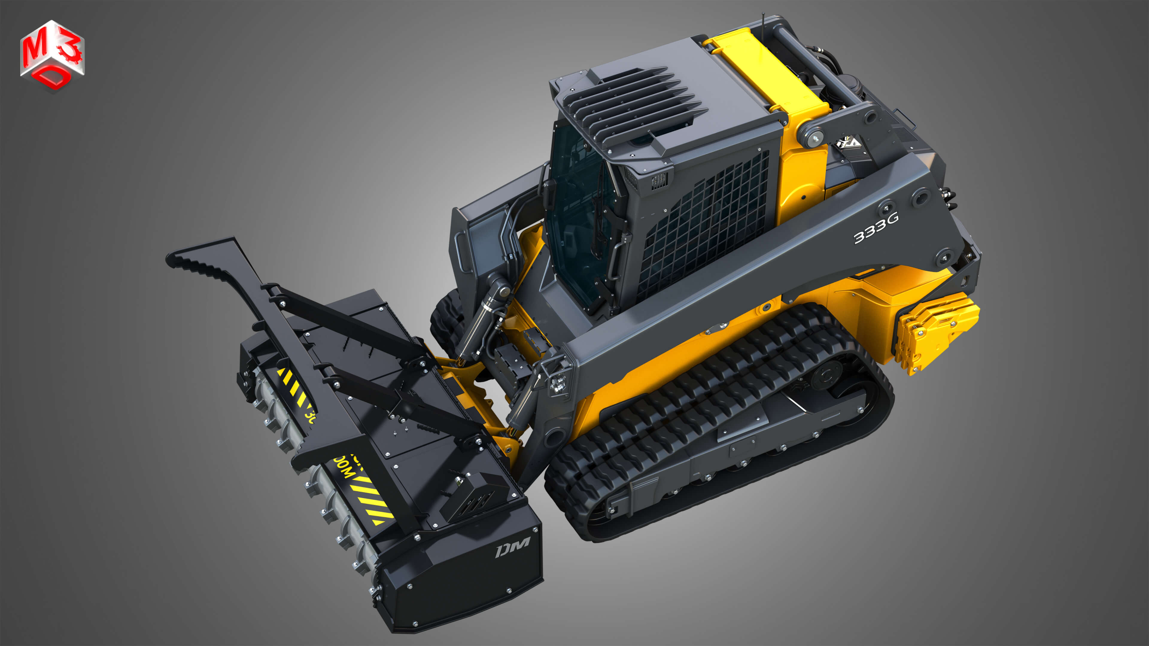 333G Compact Track Loader - Drum Mulcher 3D Model by Markos3d