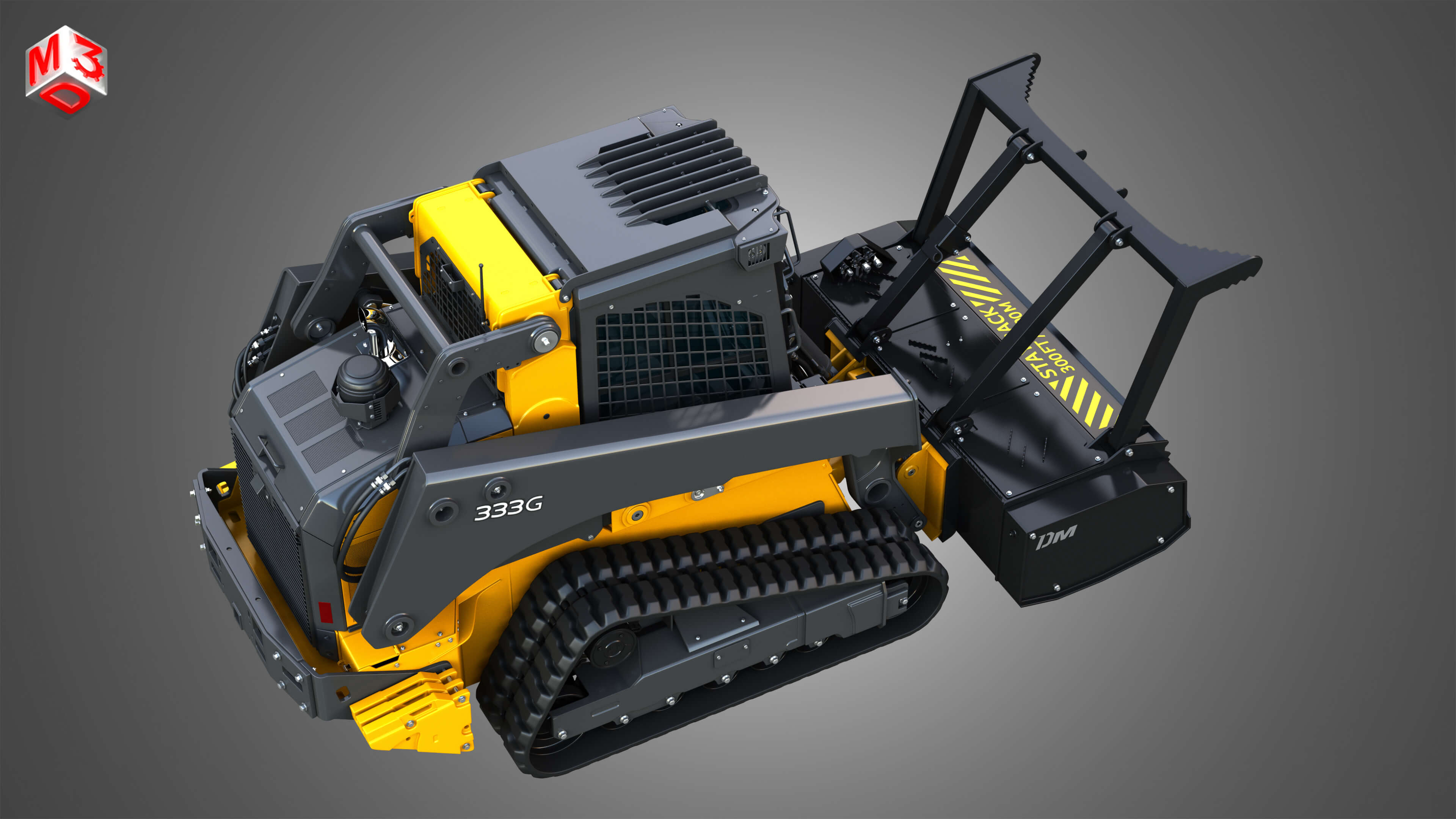 333G Compact Track Loader - Drum Mulcher 3D Model by Markos3d