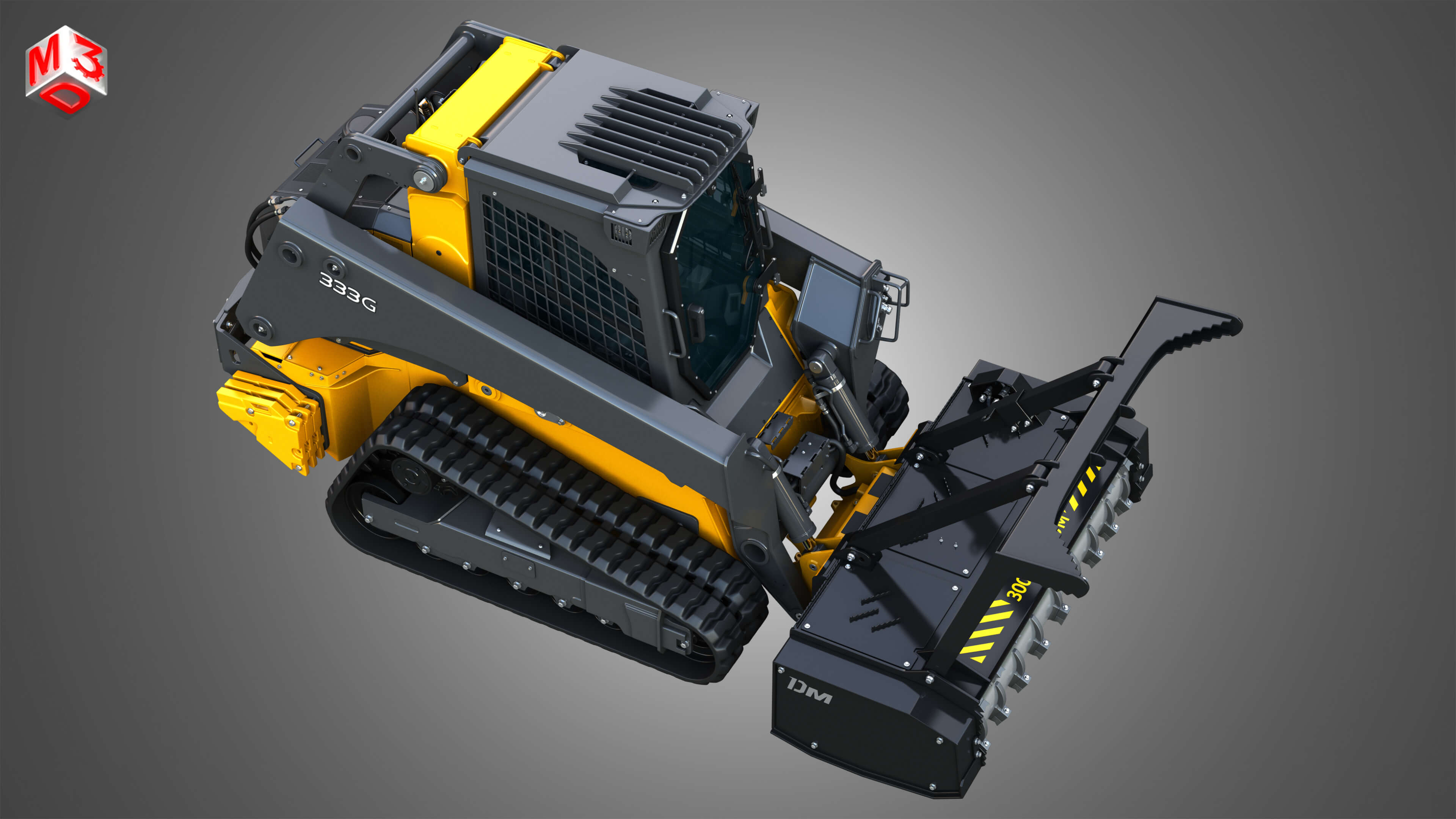 333G Compact Track Loader - Drum Mulcher 3D Model by Markos3d