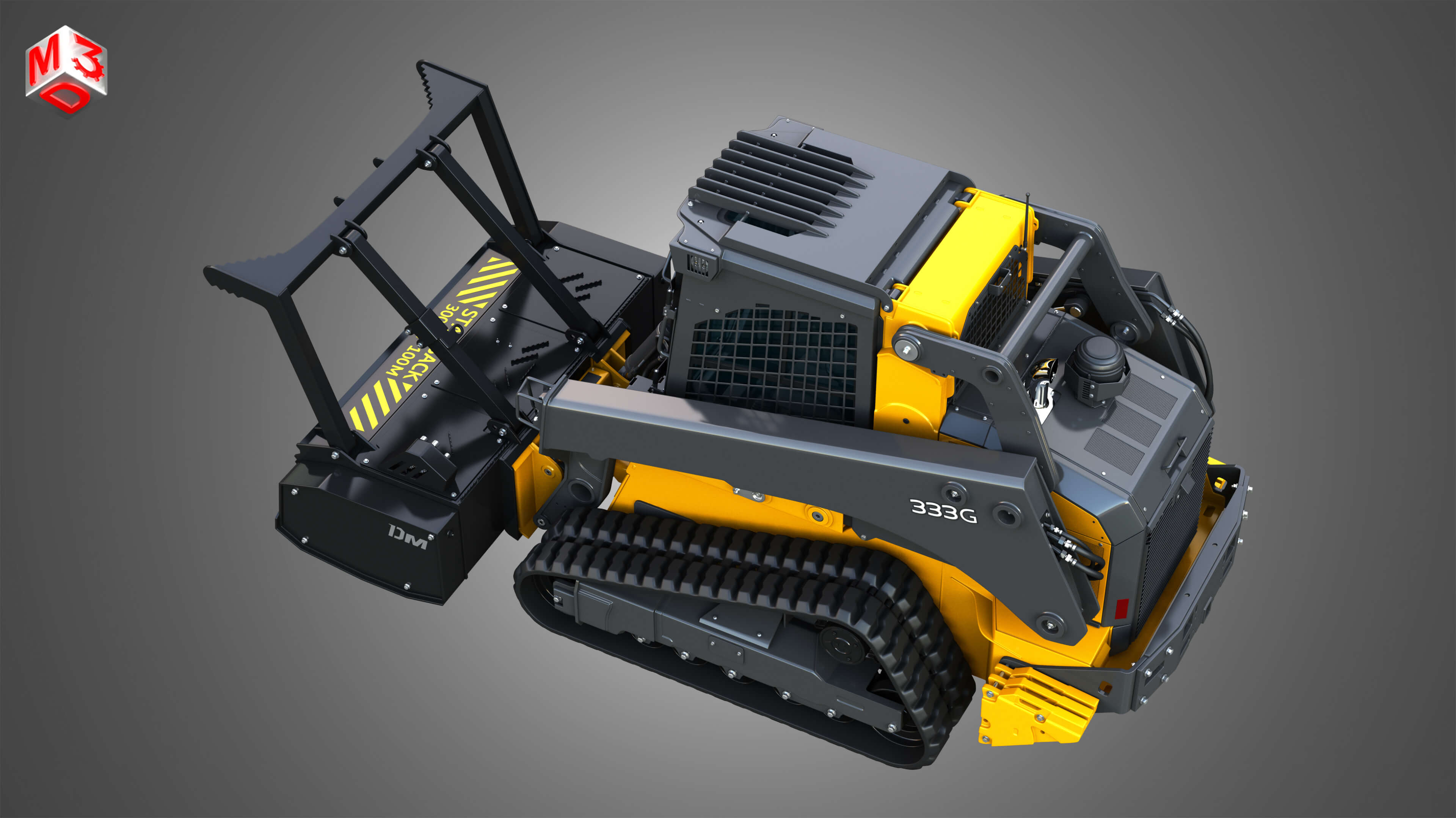 333G Compact Track Loader - Drum Mulcher 3D Model by Markos3d