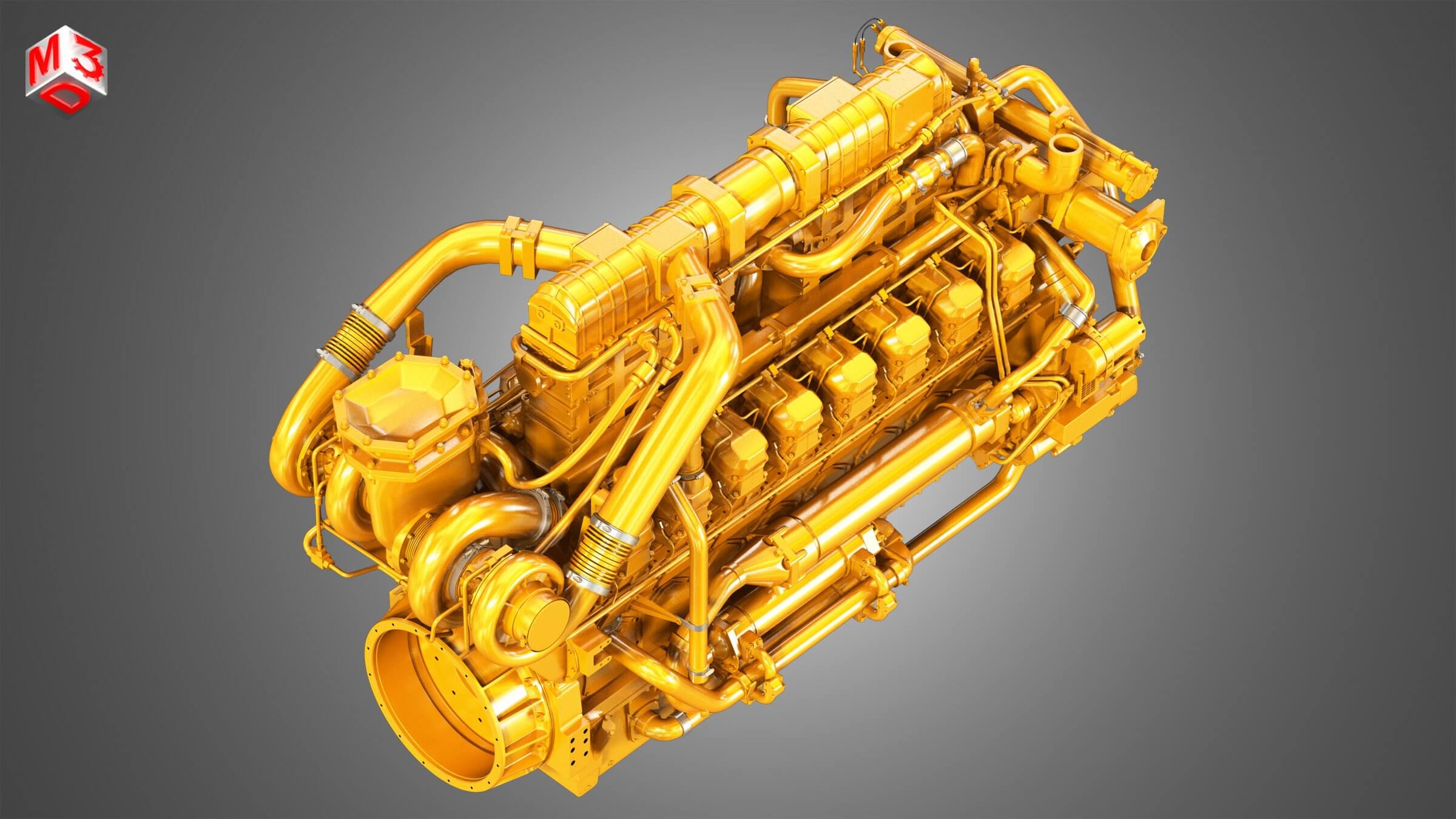 3516C HD Engine - V16 Industrial Diesel Engine 3D Model by Markos3d
