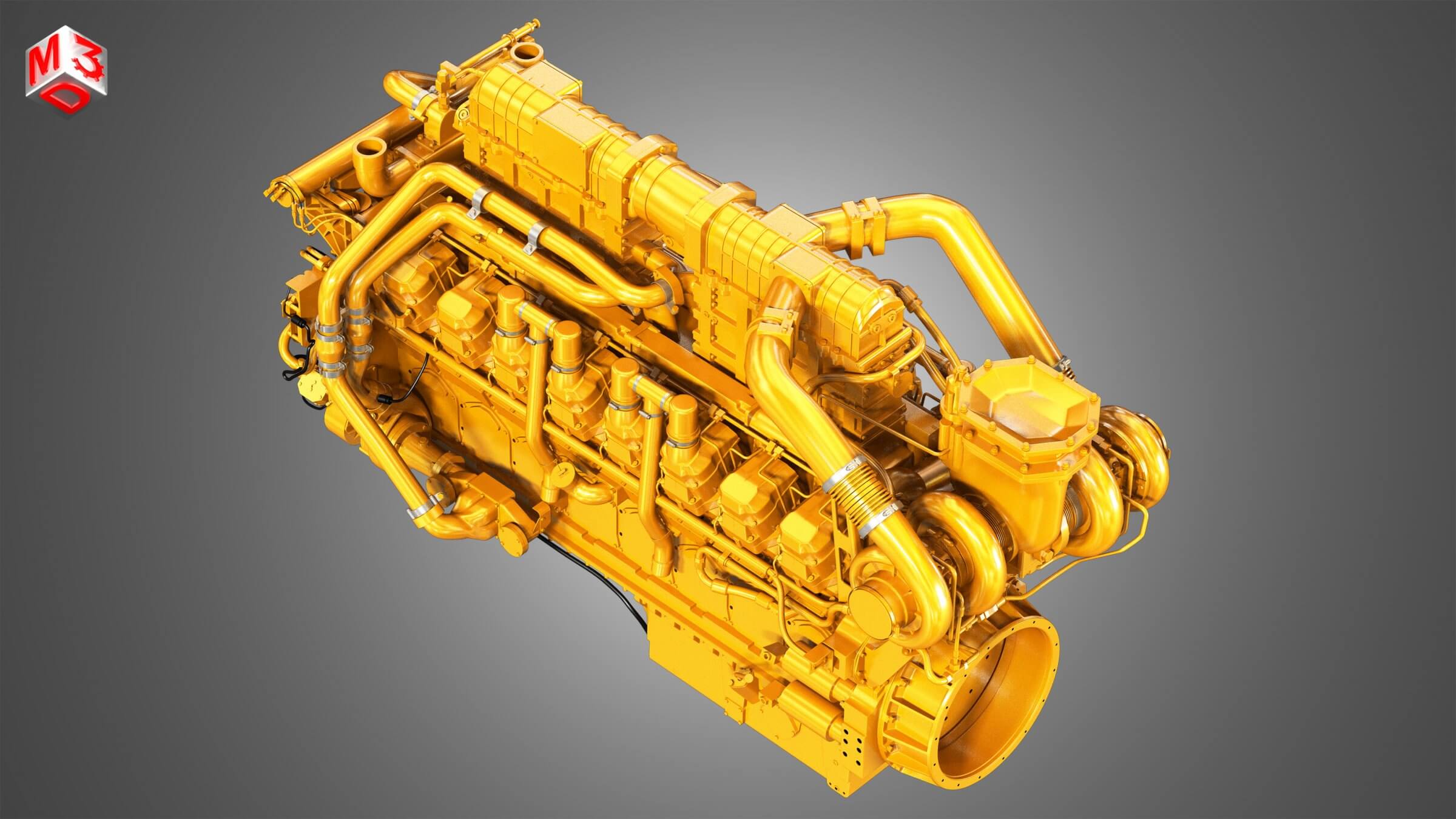 3516C HD Engine - V16 Industrial Diesel Engine 3D Model by Markos3d