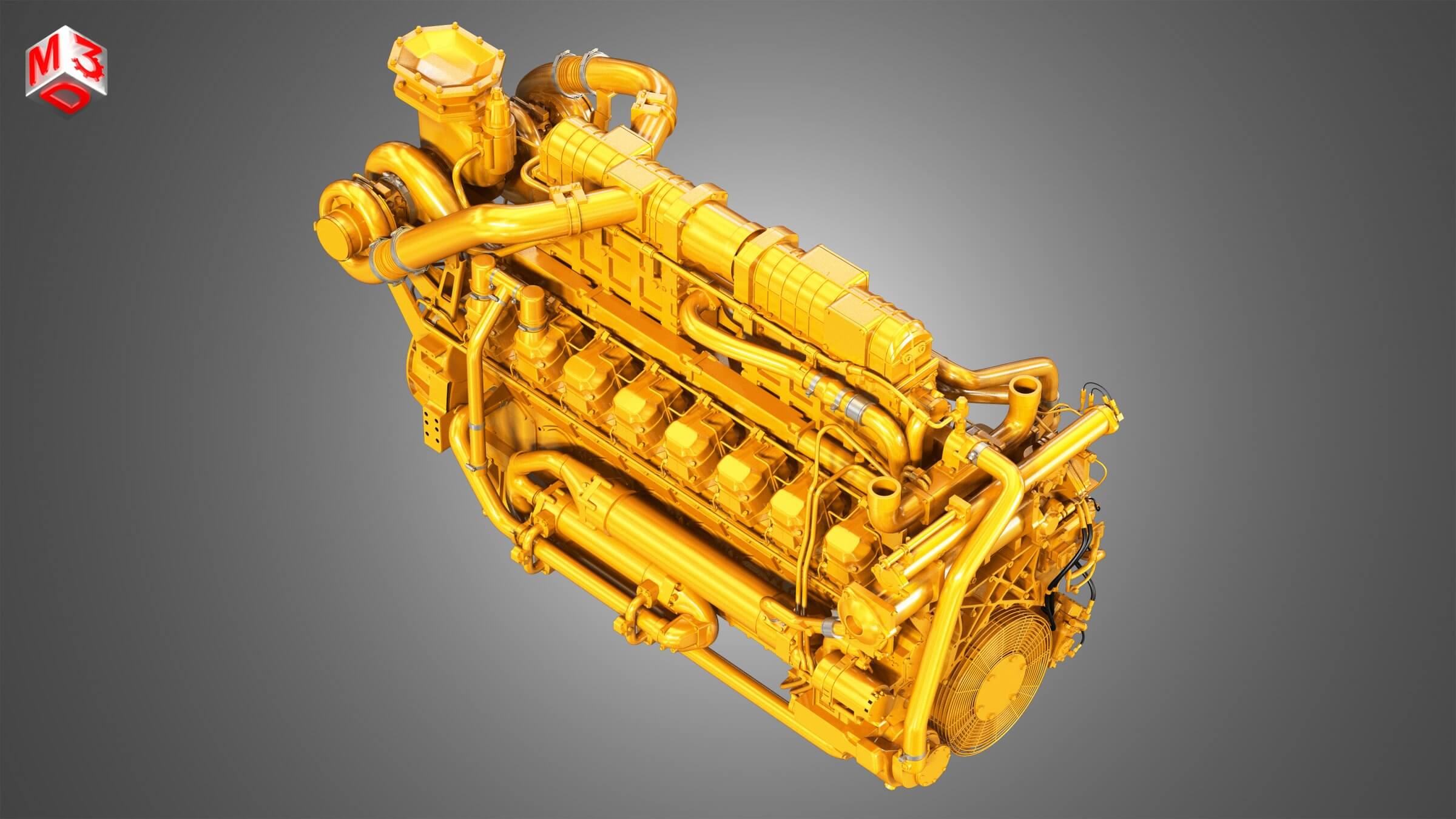3516C HD Engine - V16 Industrial Diesel Engine 3D Model by Markos3d