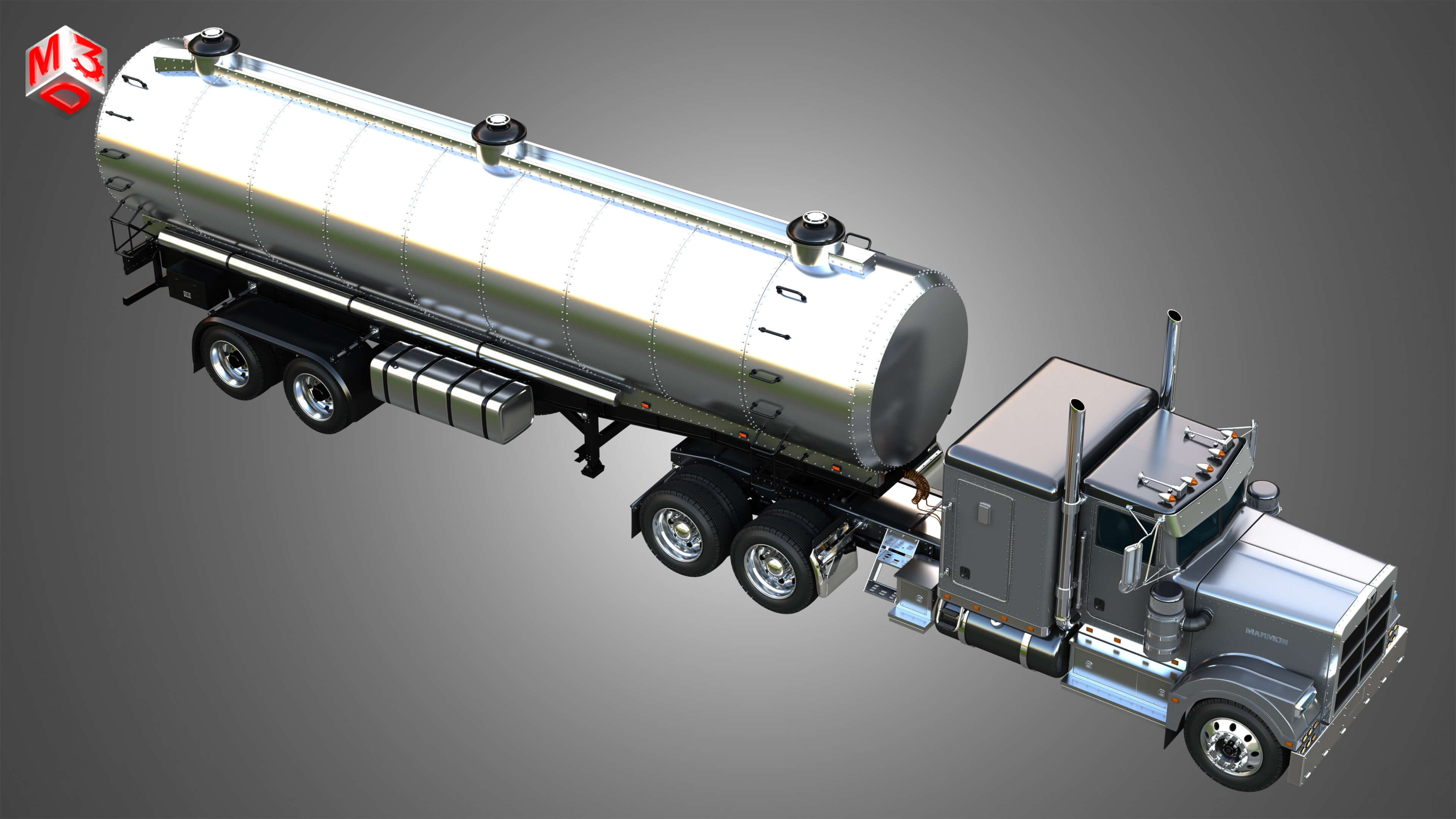 57 P Truck With Tanker Trailer - 3D Model by Markos3d