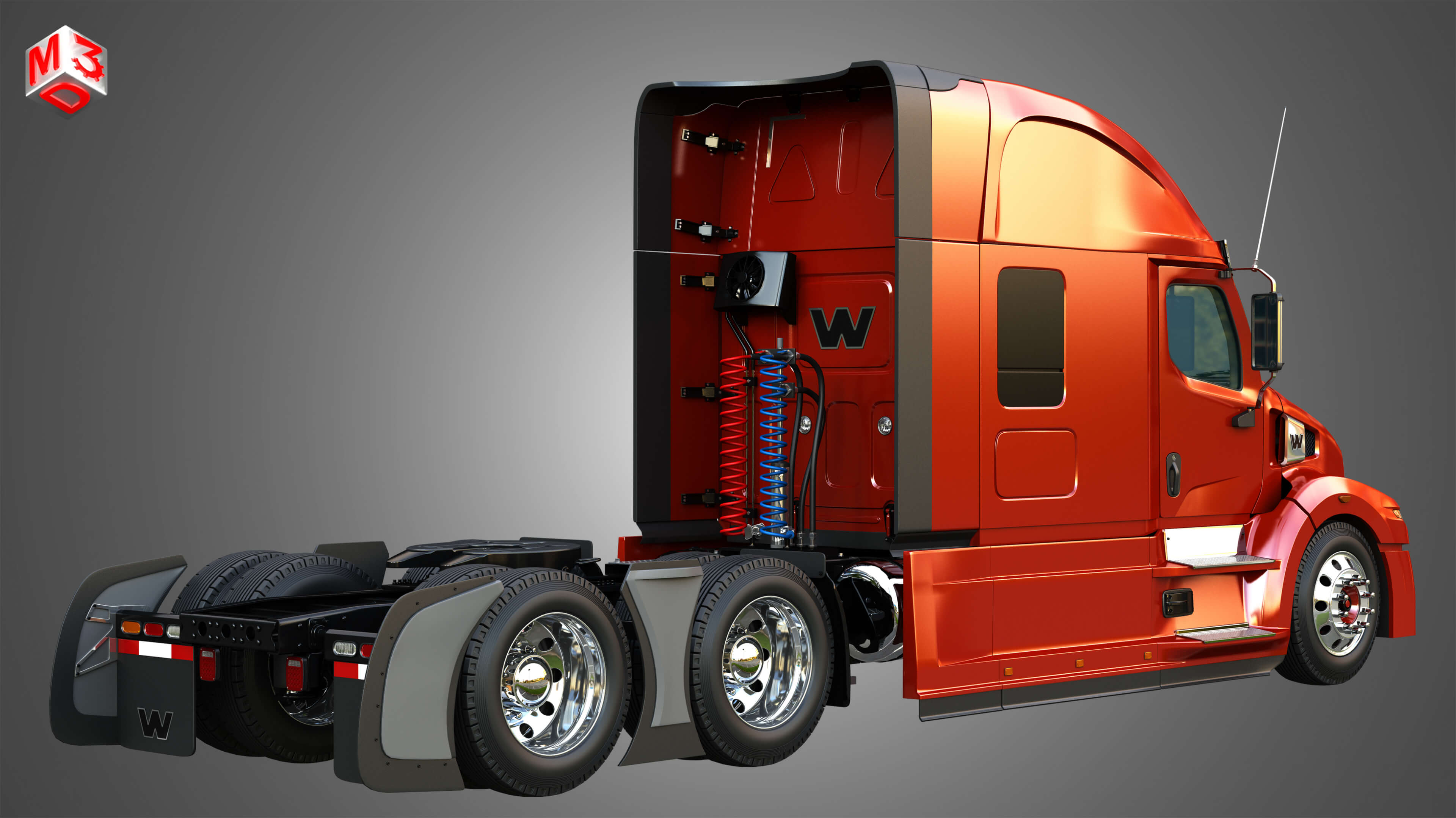 57X Semi Truck - Ultra Cab Sleeper Truck 3D Model by Markos3d