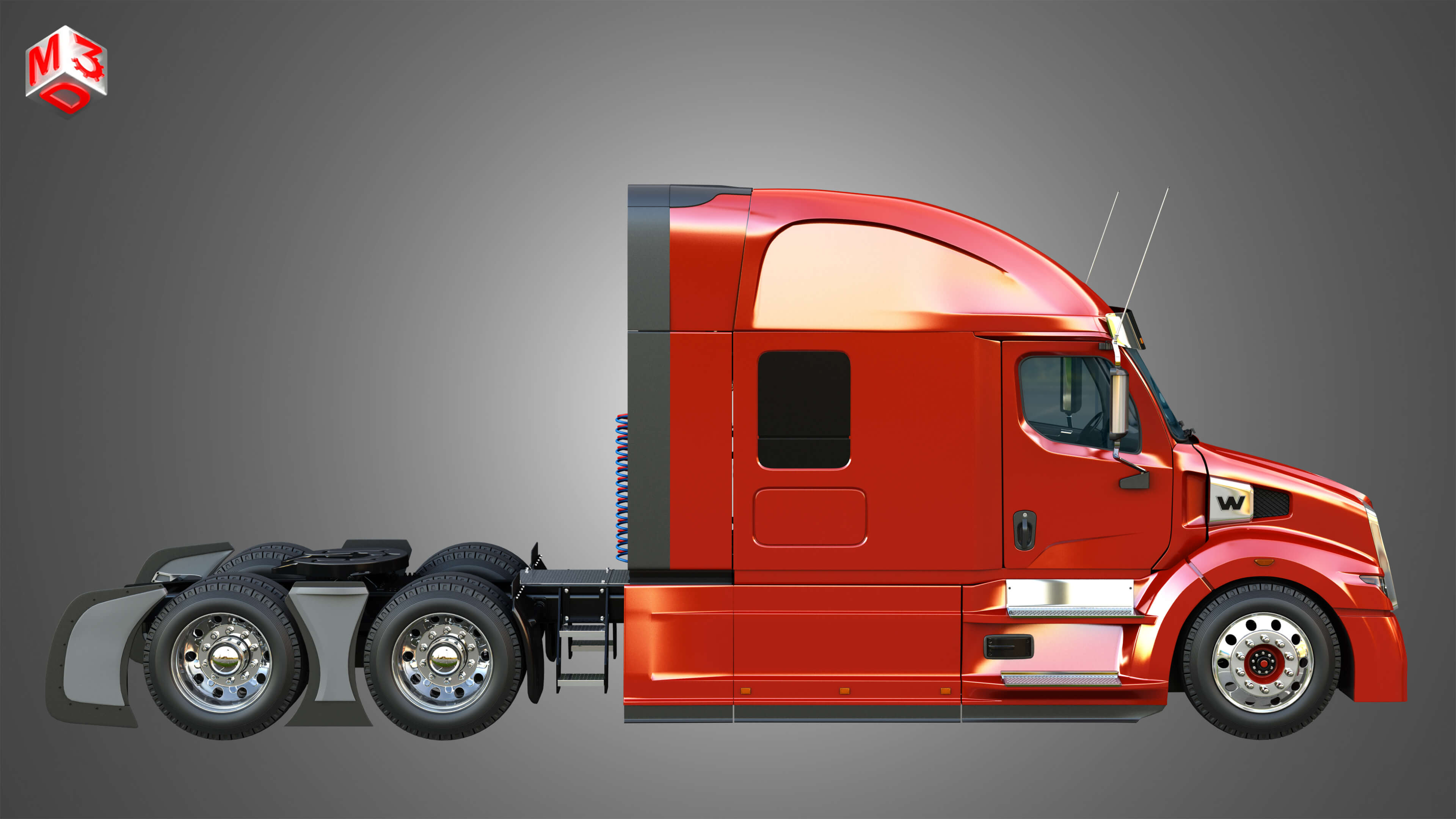 57X Semi Truck - Ultra Cab Sleeper Truck 3D Model by Markos3d