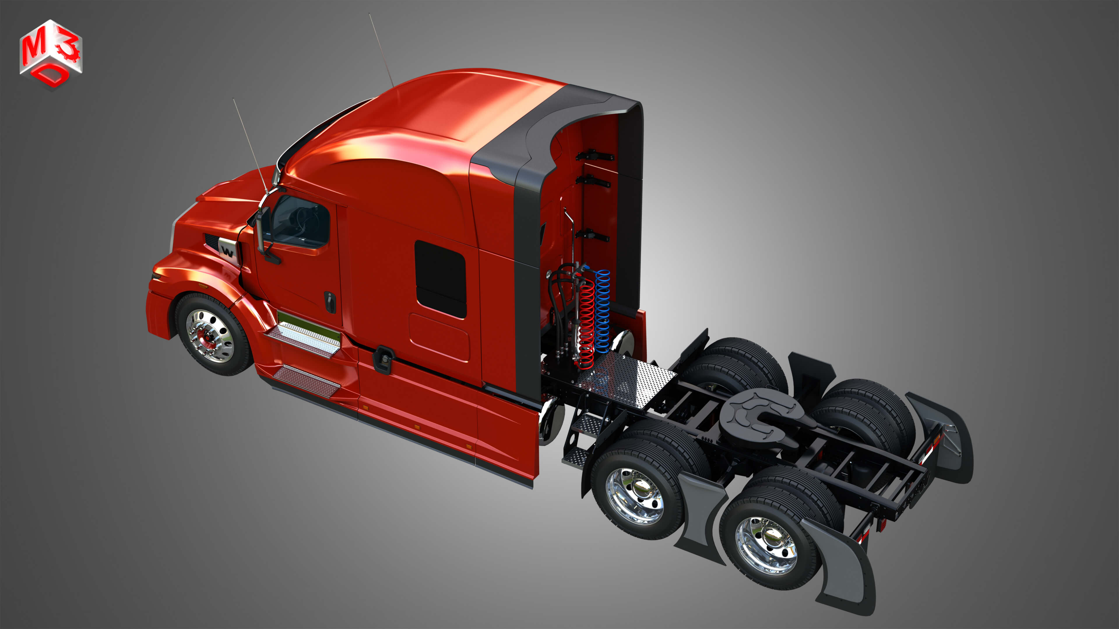 57X Semi Truck - Ultra Cab Sleeper Truck 3D Model by Markos3d