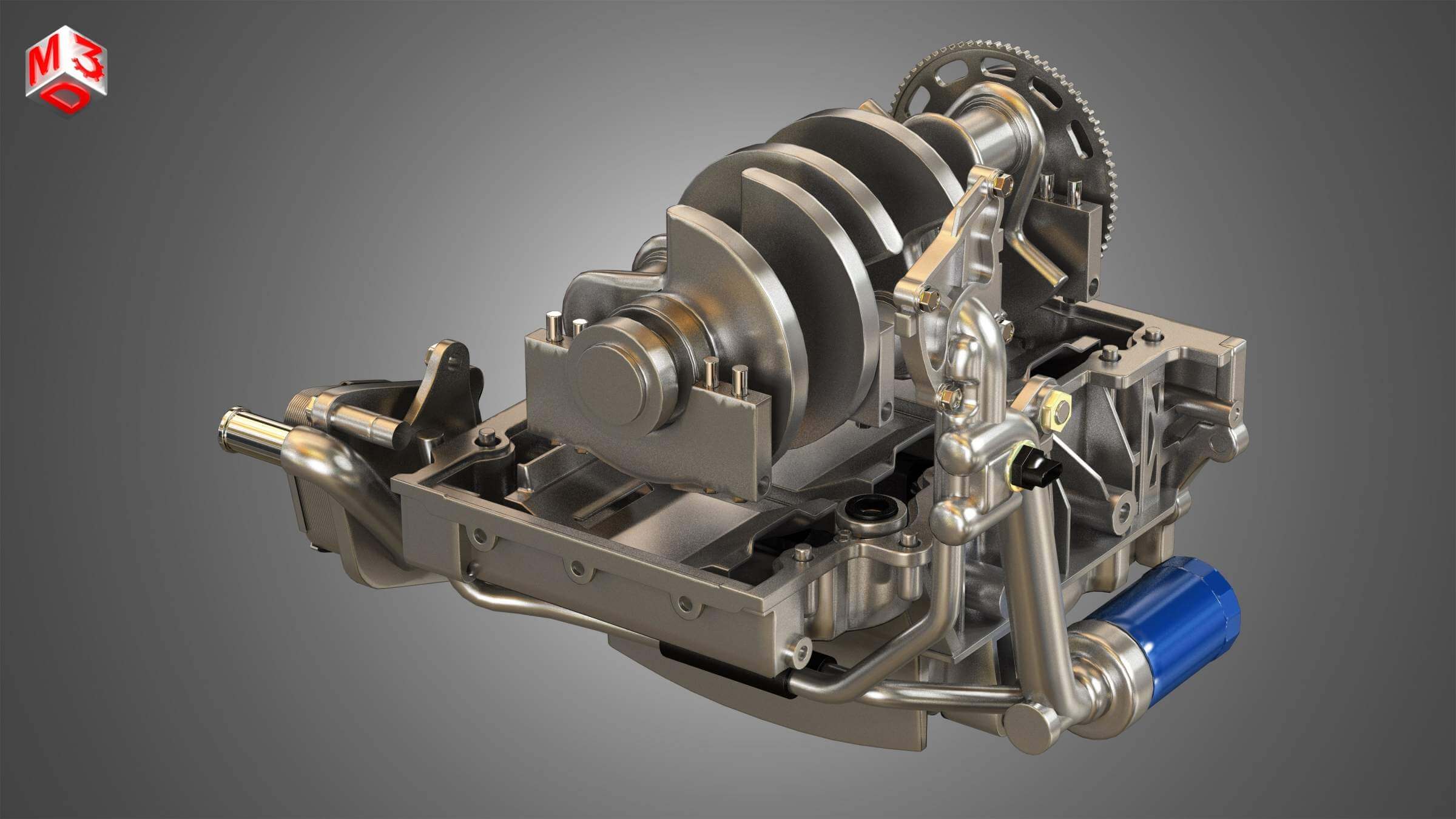 6 Cylinder Engine (Full Parts and Details) - 3D Model by Markos3d
