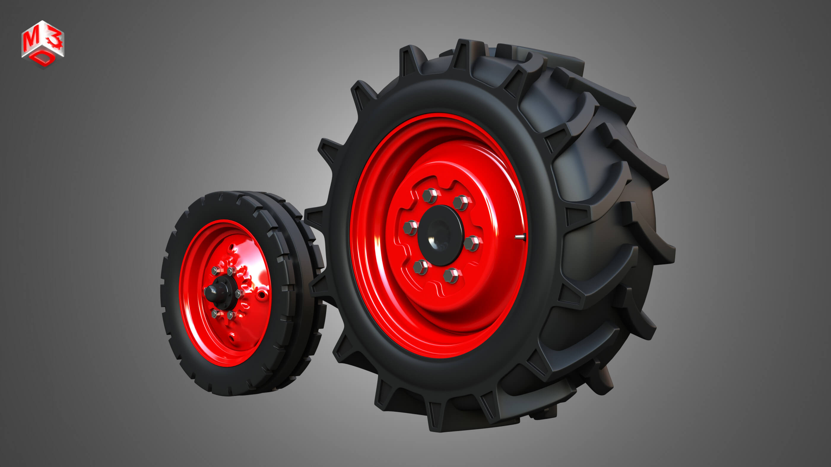 745Di Xp Plus Tractor Wheels and Tires Prepared for 3D Print by Markos3d