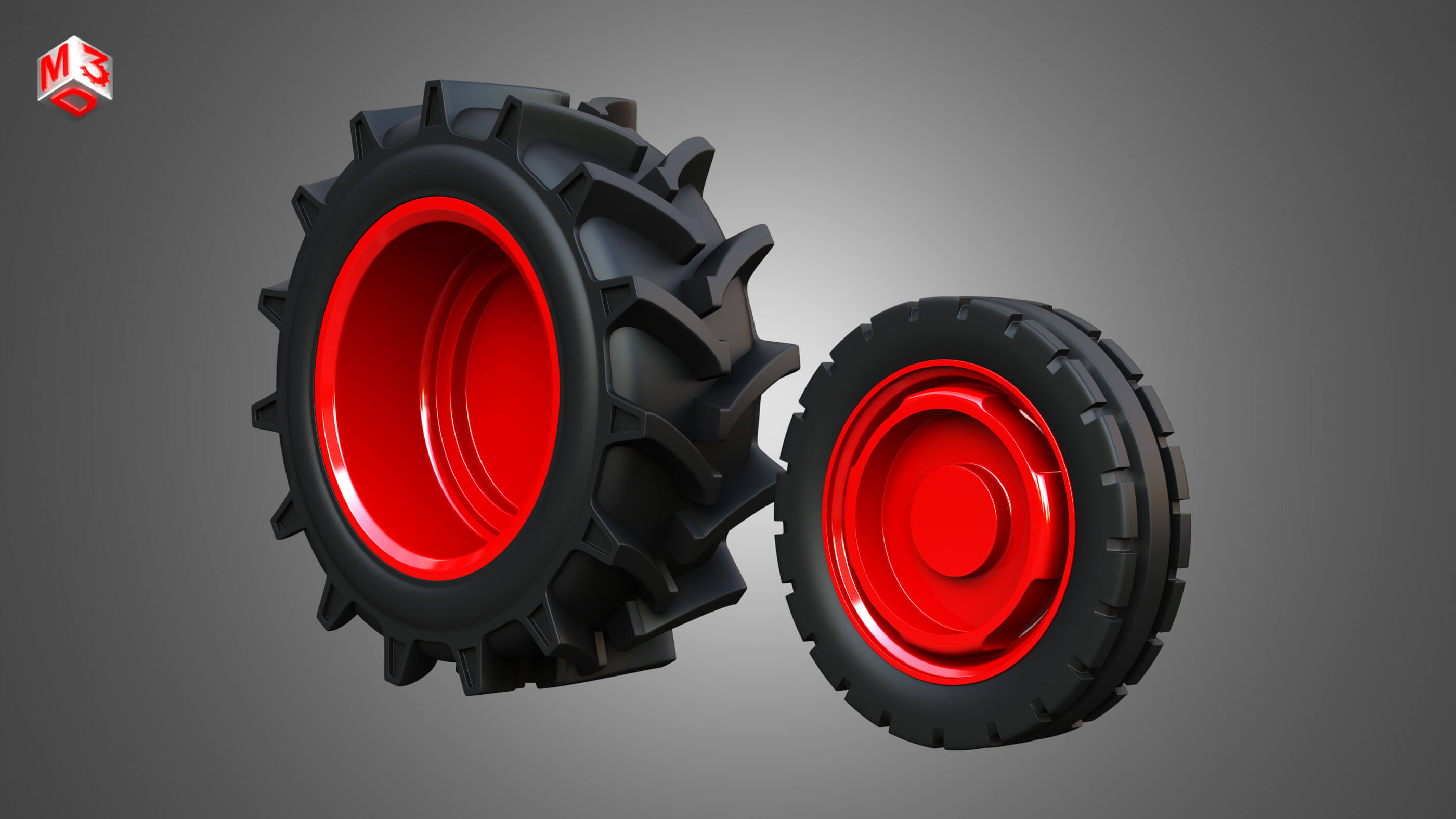 745Di Xp Plus Tractor Wheels and Tires Prepared for 3D Print by Markos3d