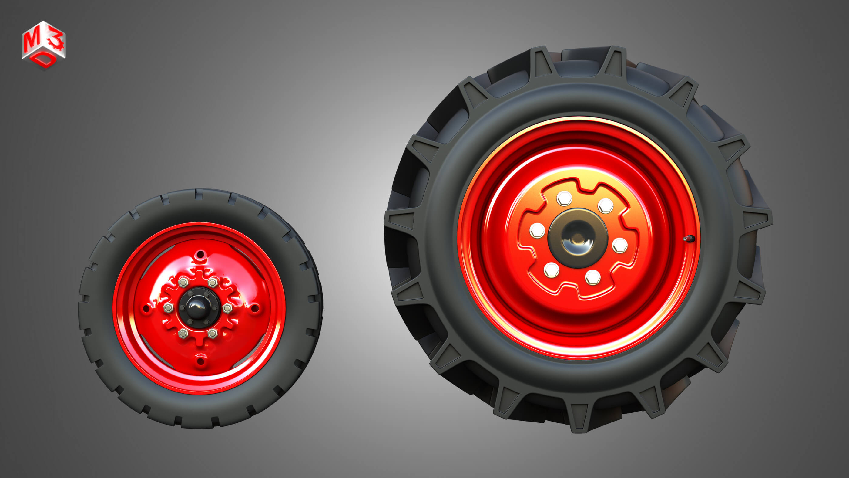 745Di Xp Plus Tractor Wheels and Tires Prepared for 3D Print by Markos3d