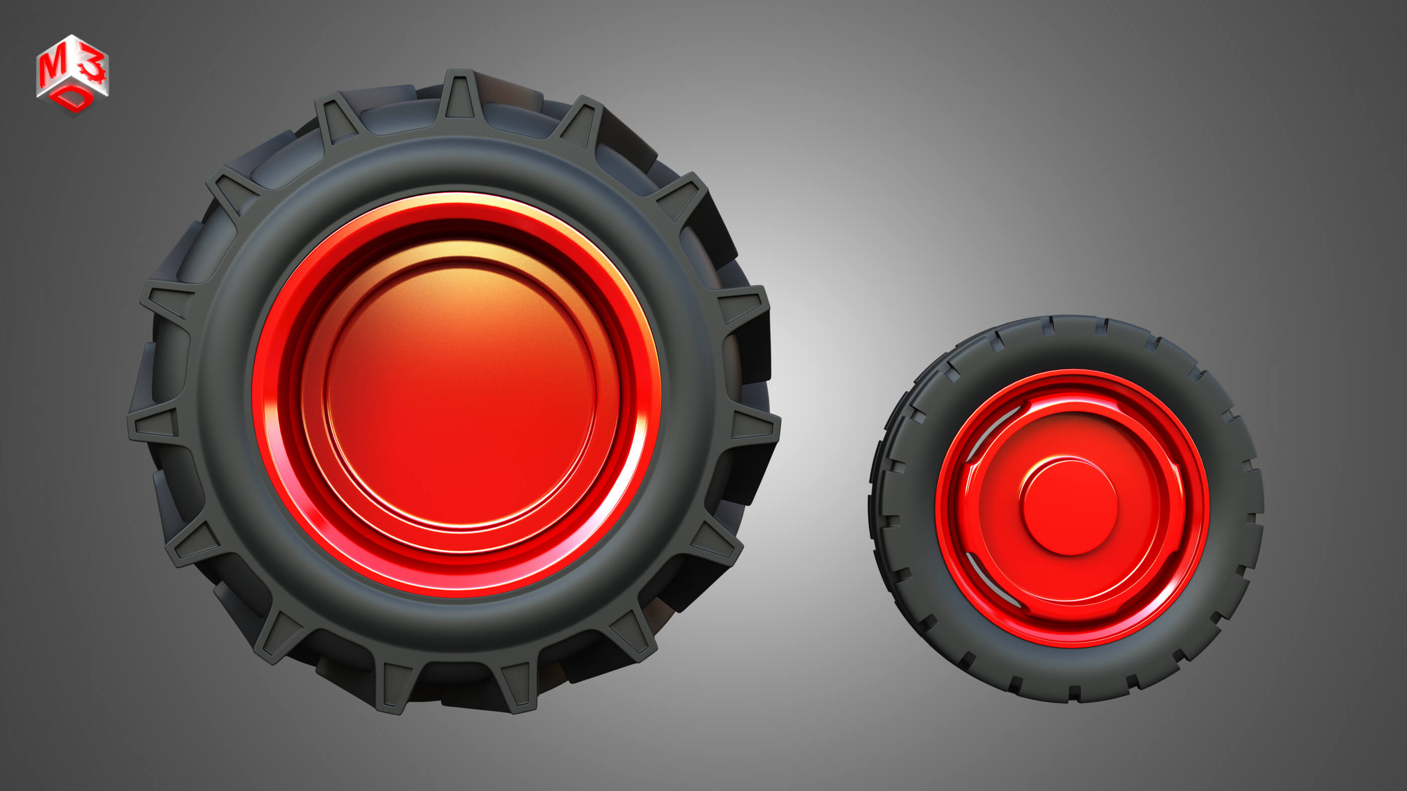 745Di Xp Plus Tractor Wheels and Tires Prepared for 3D Print by Markos3d