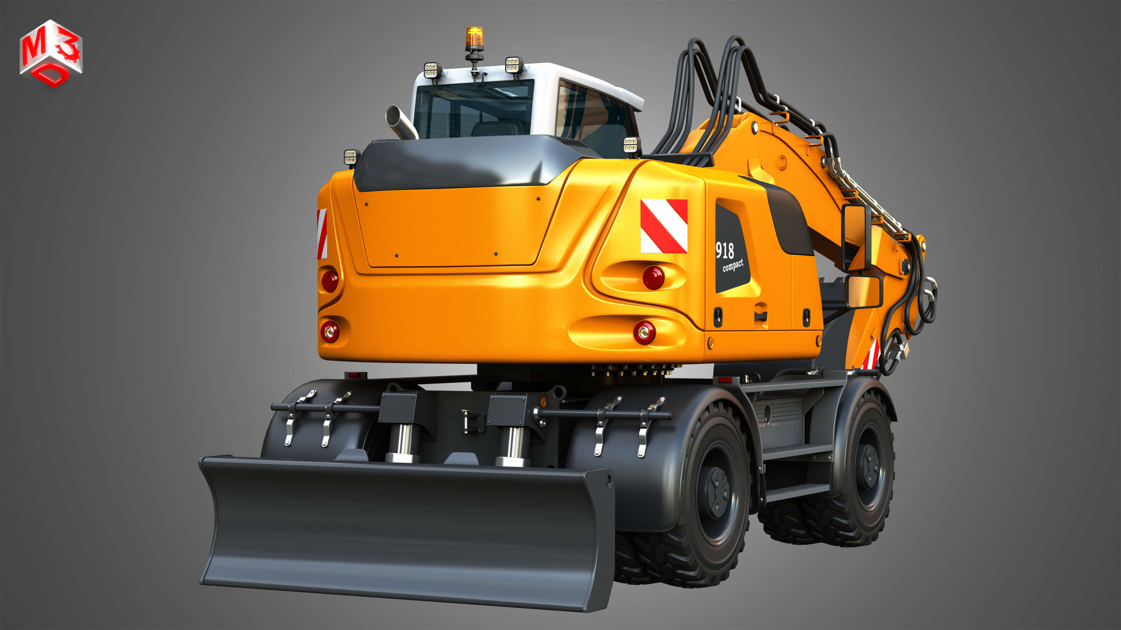 A918 Compact Litronic - Wheeled Excavator 3D Model by Markos3d