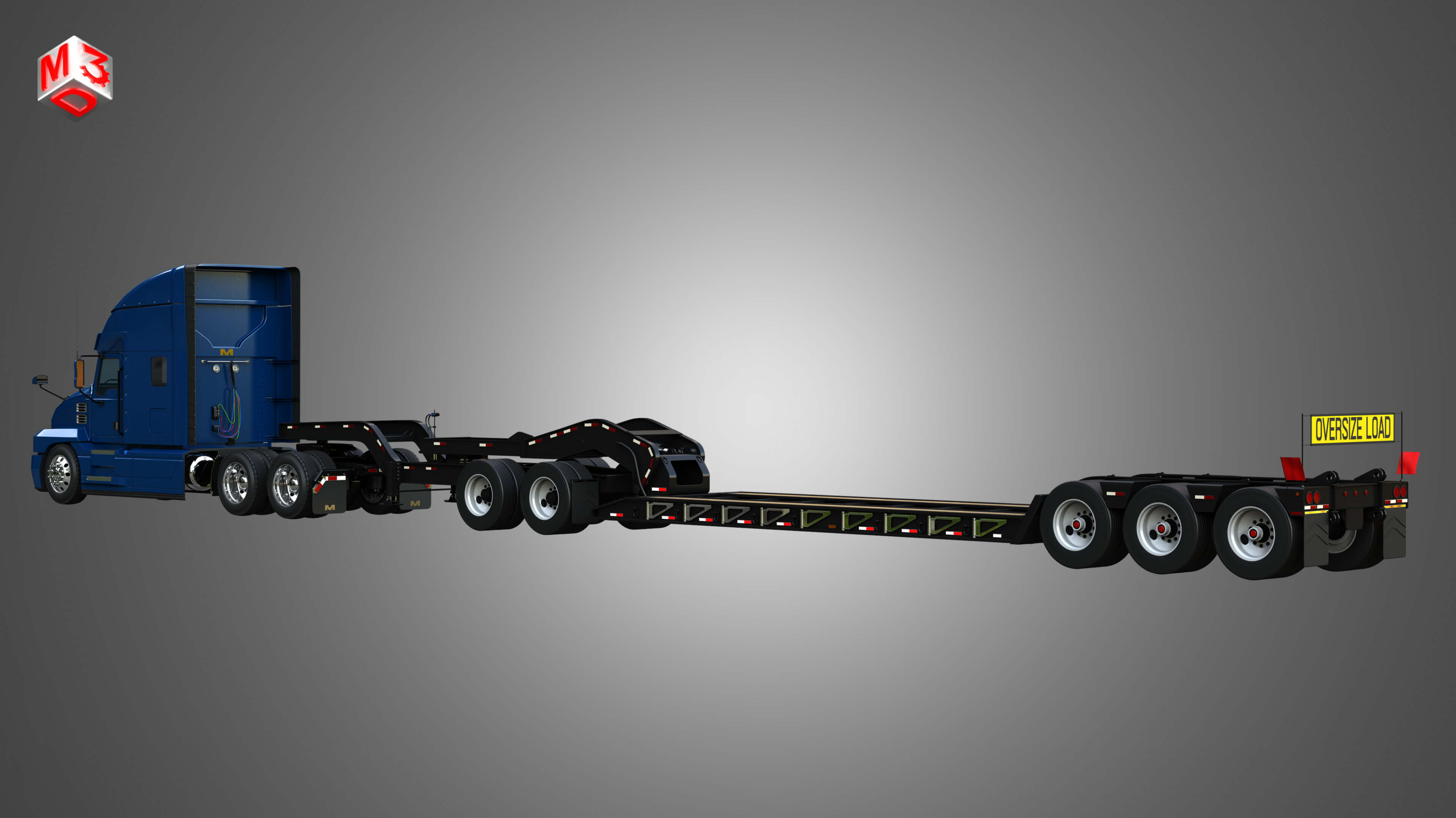 Anthem 64T Truck With Lowboy Double Trailer - Oversize Load 3D Model by ...
