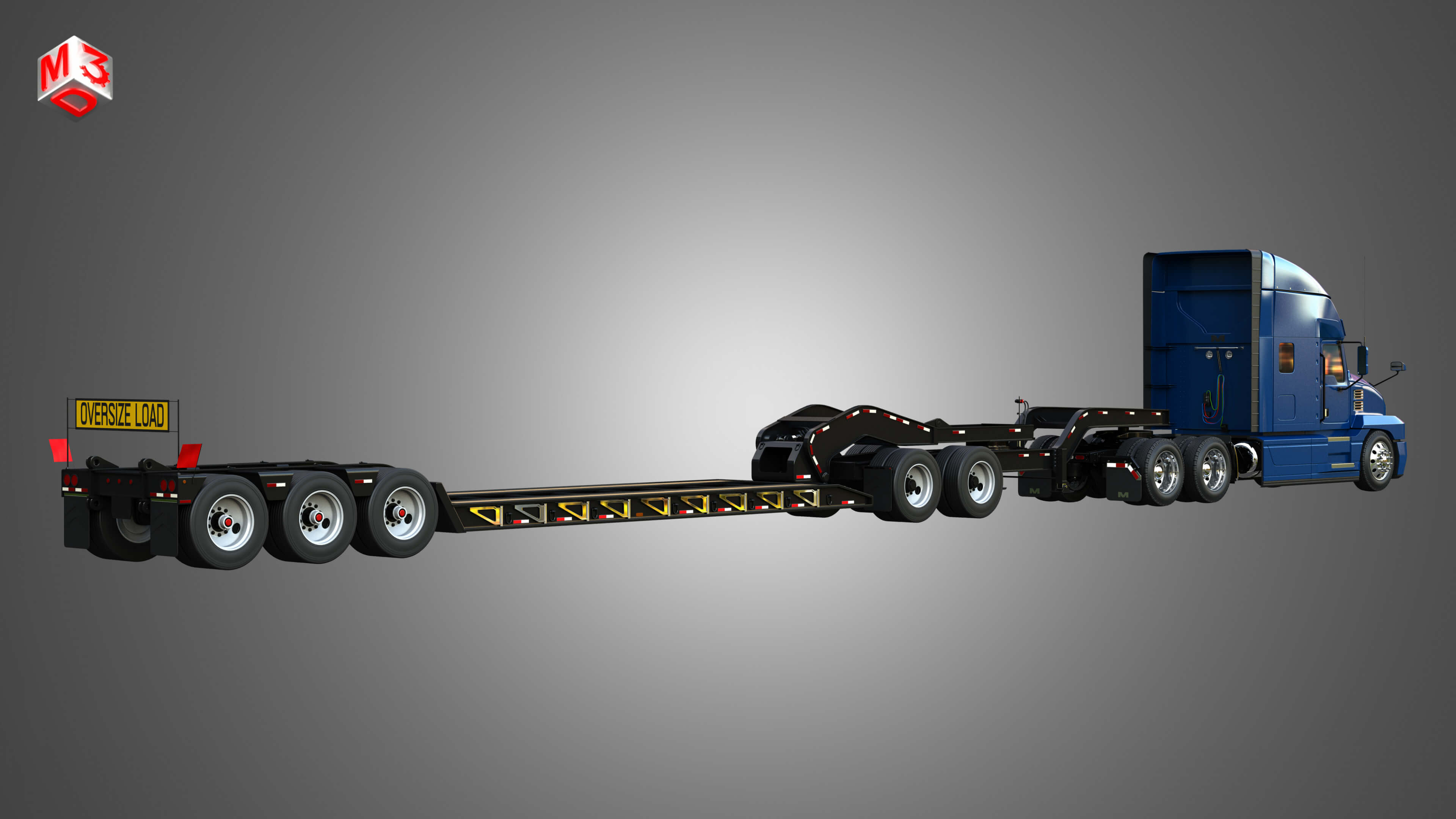 Anthem 64T Truck With Lowboy Double Trailer - Oversize Load 3D Model by ...