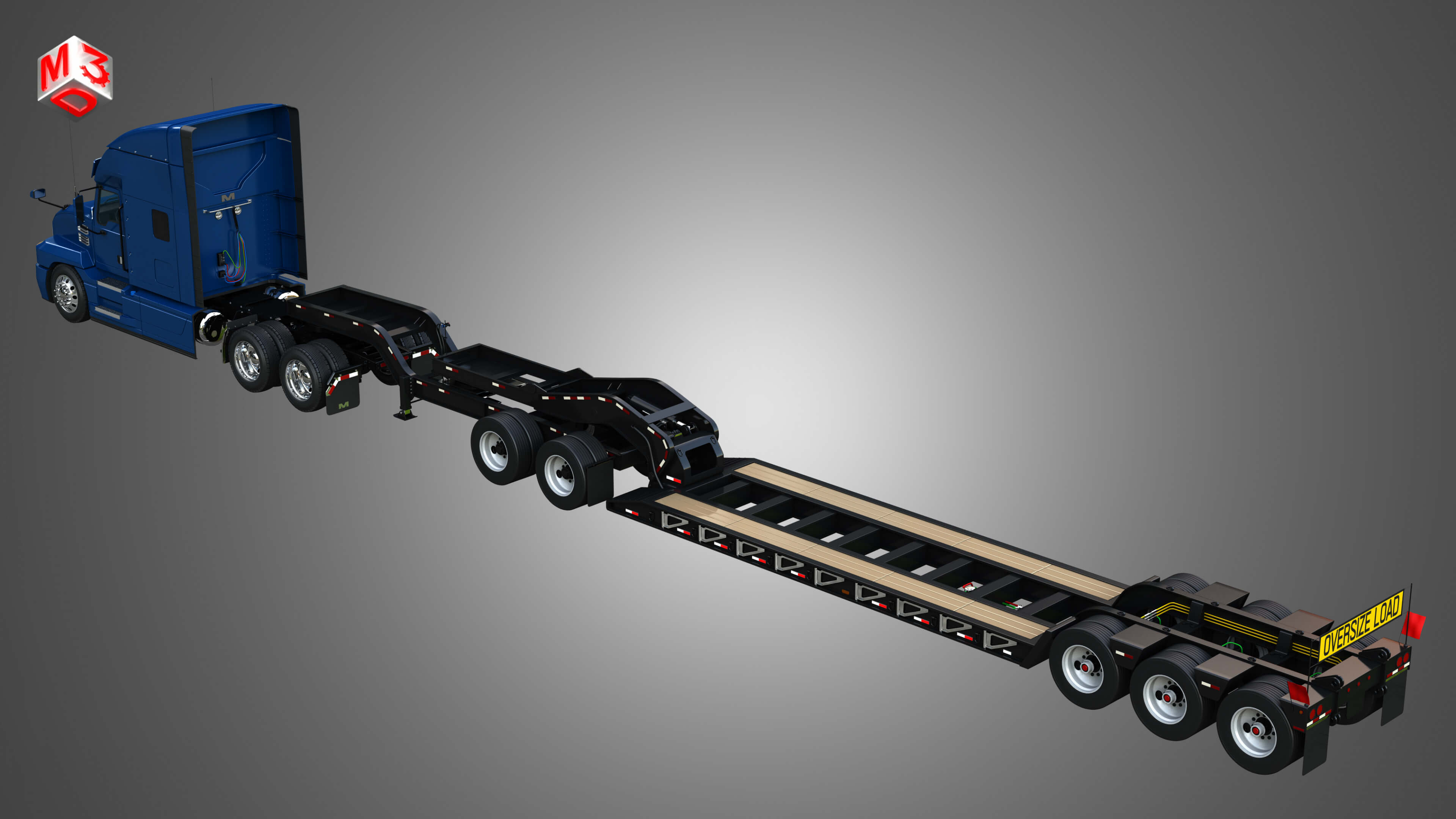 Anthem 64T Truck With Lowboy Double Trailer - Oversize Load 3D Model by ...