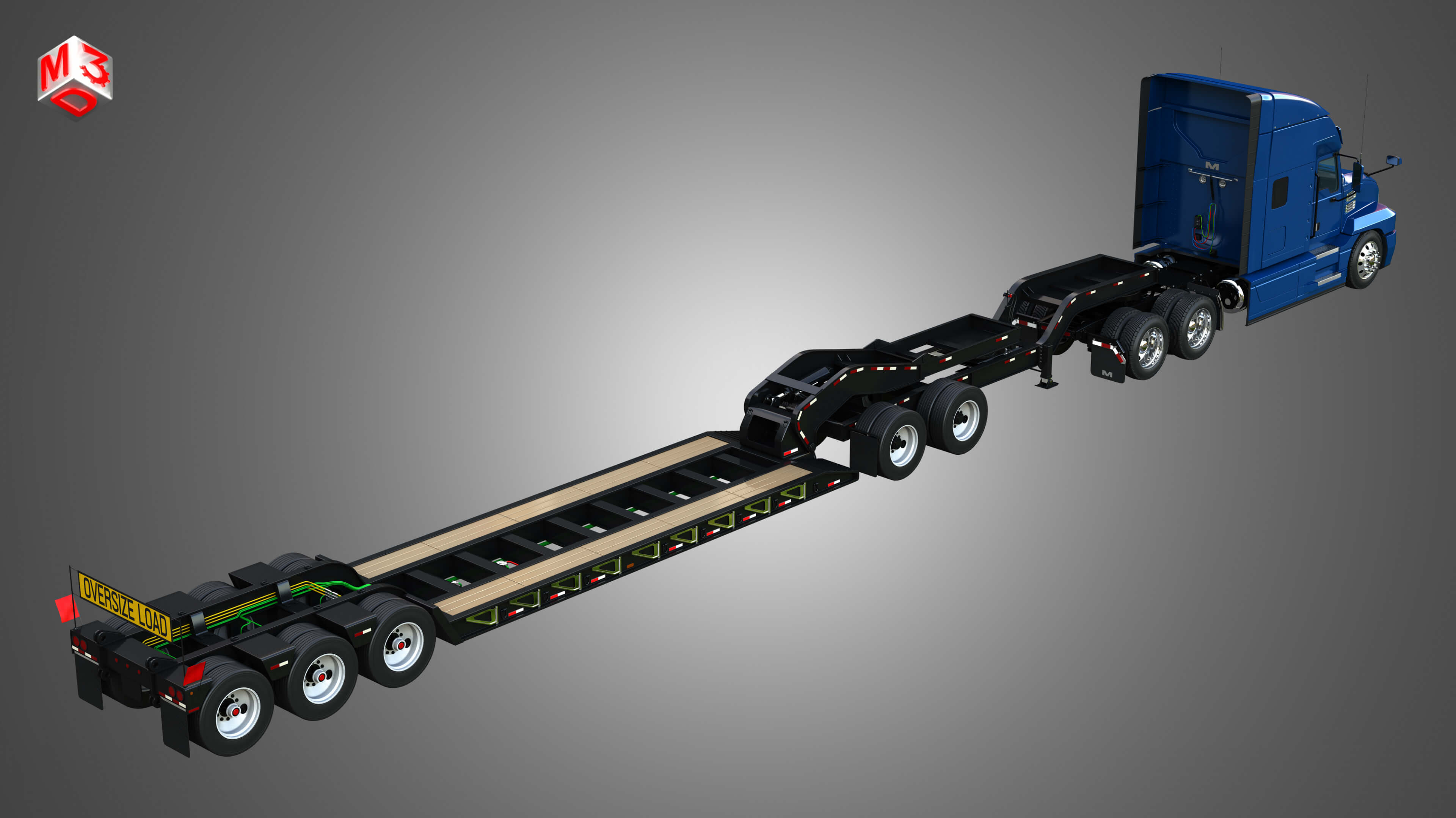 Anthem 64T Truck With Lowboy Double Trailer - Oversize Load 3D Model by ...
