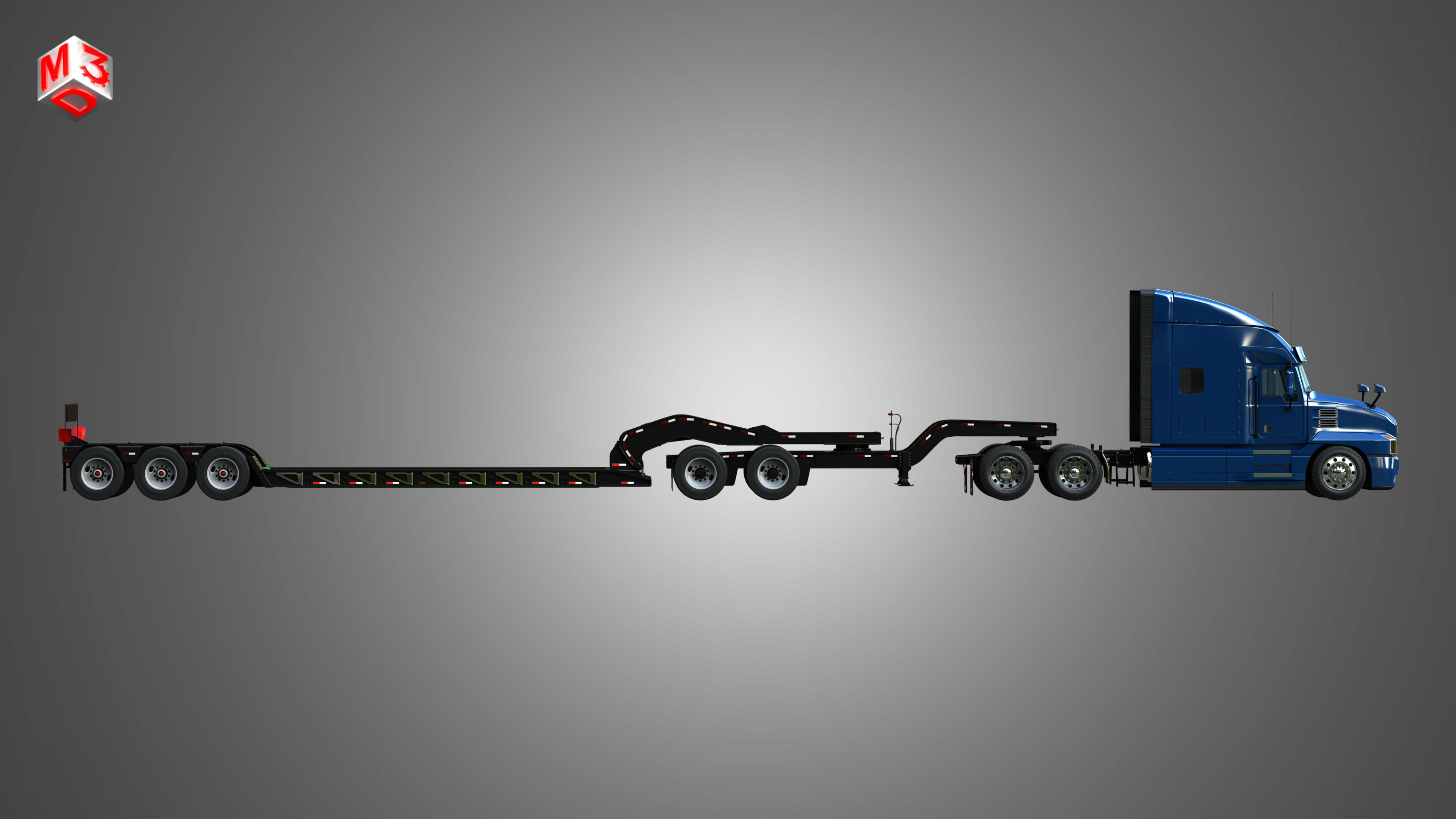 Anthem 64T Truck With Lowboy Double Trailer - Oversize Load 3D Model by ...
