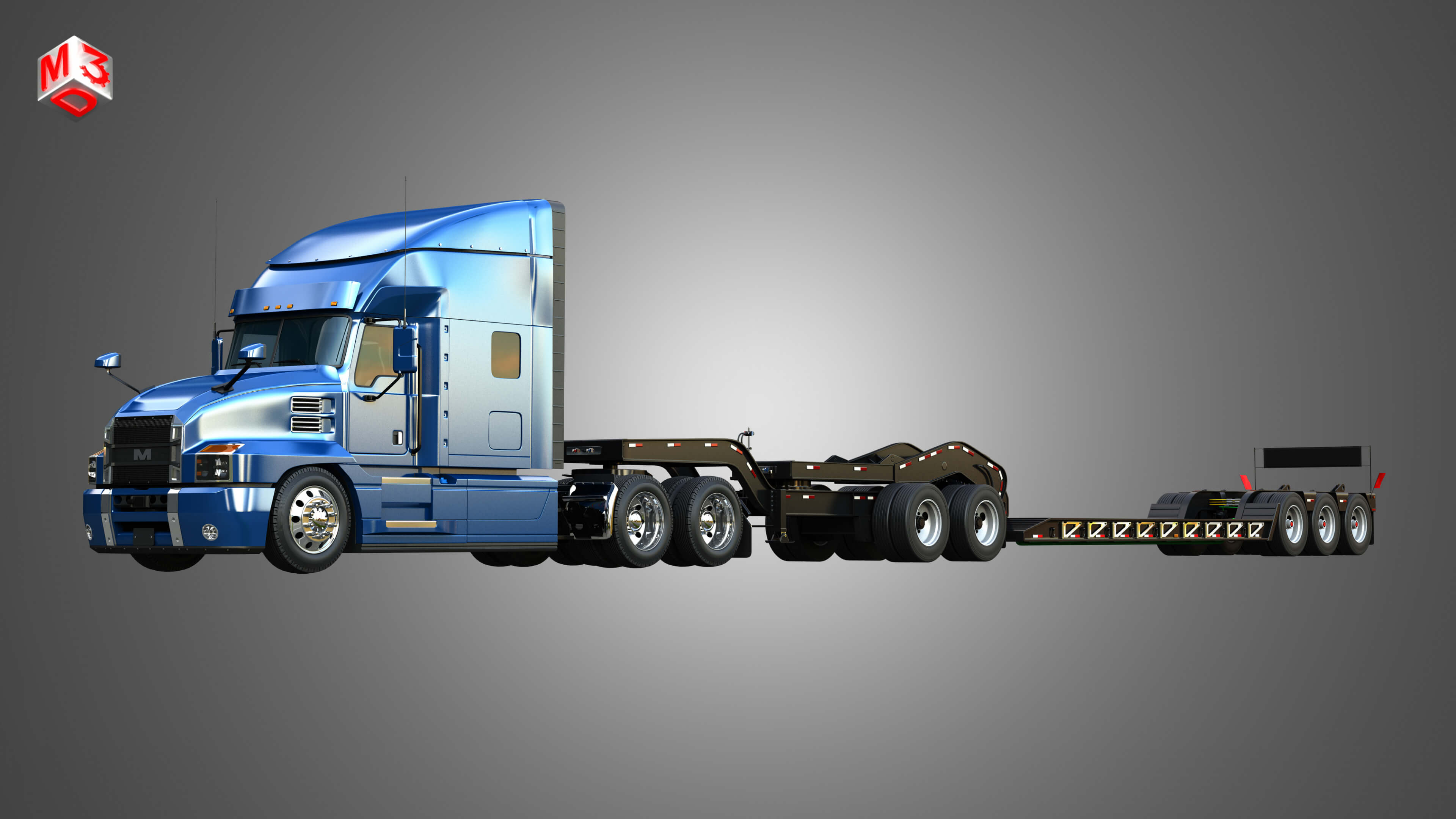 Anthem 64T Truck With Lowboy Double Trailer - Oversize Load 3D Model by ...