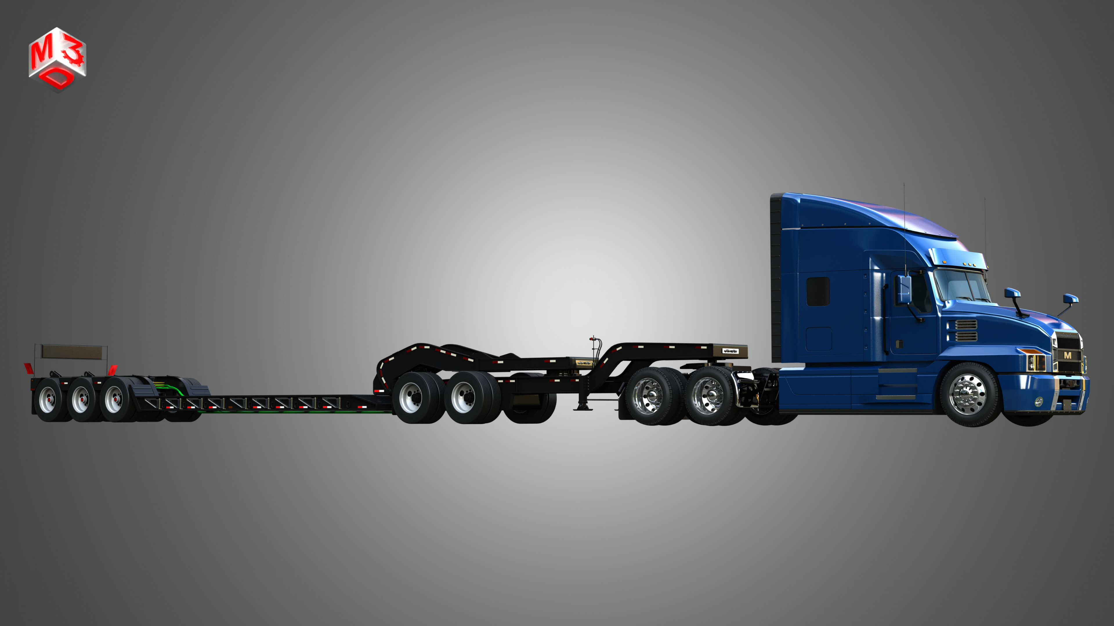 Anthem 64T Truck With Lowboy Double Trailer - Oversize Load 3D Model by ...