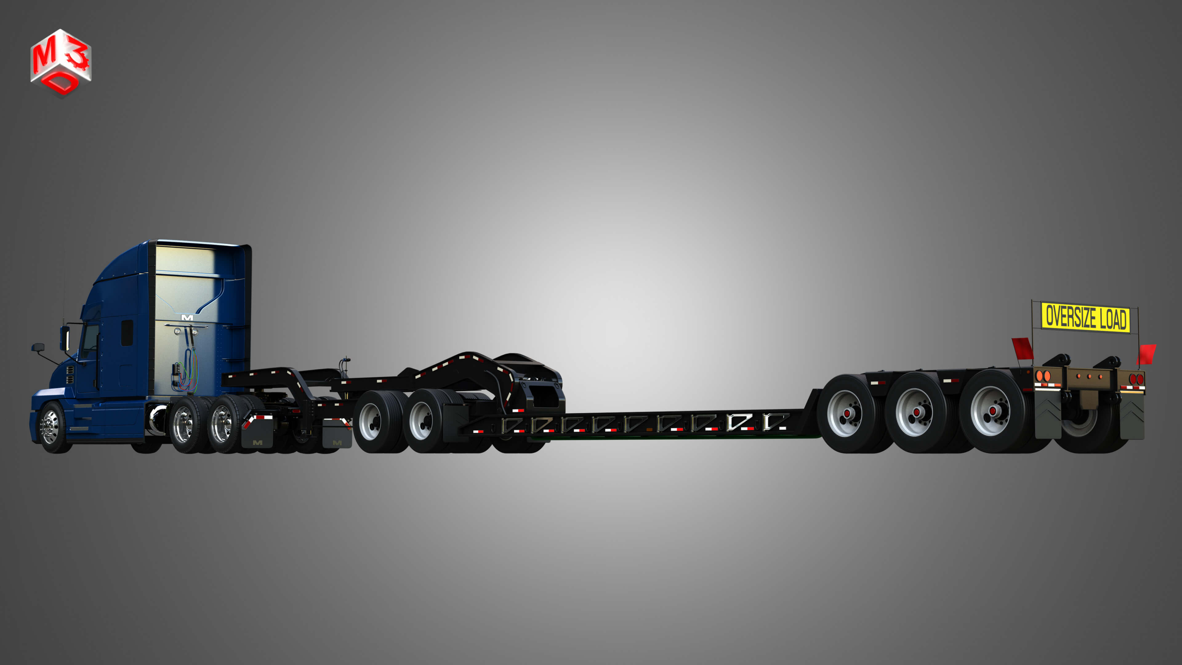 Anthem 64T Truck With Lowboy Double Trailer - Oversize Load 3D Model by ...