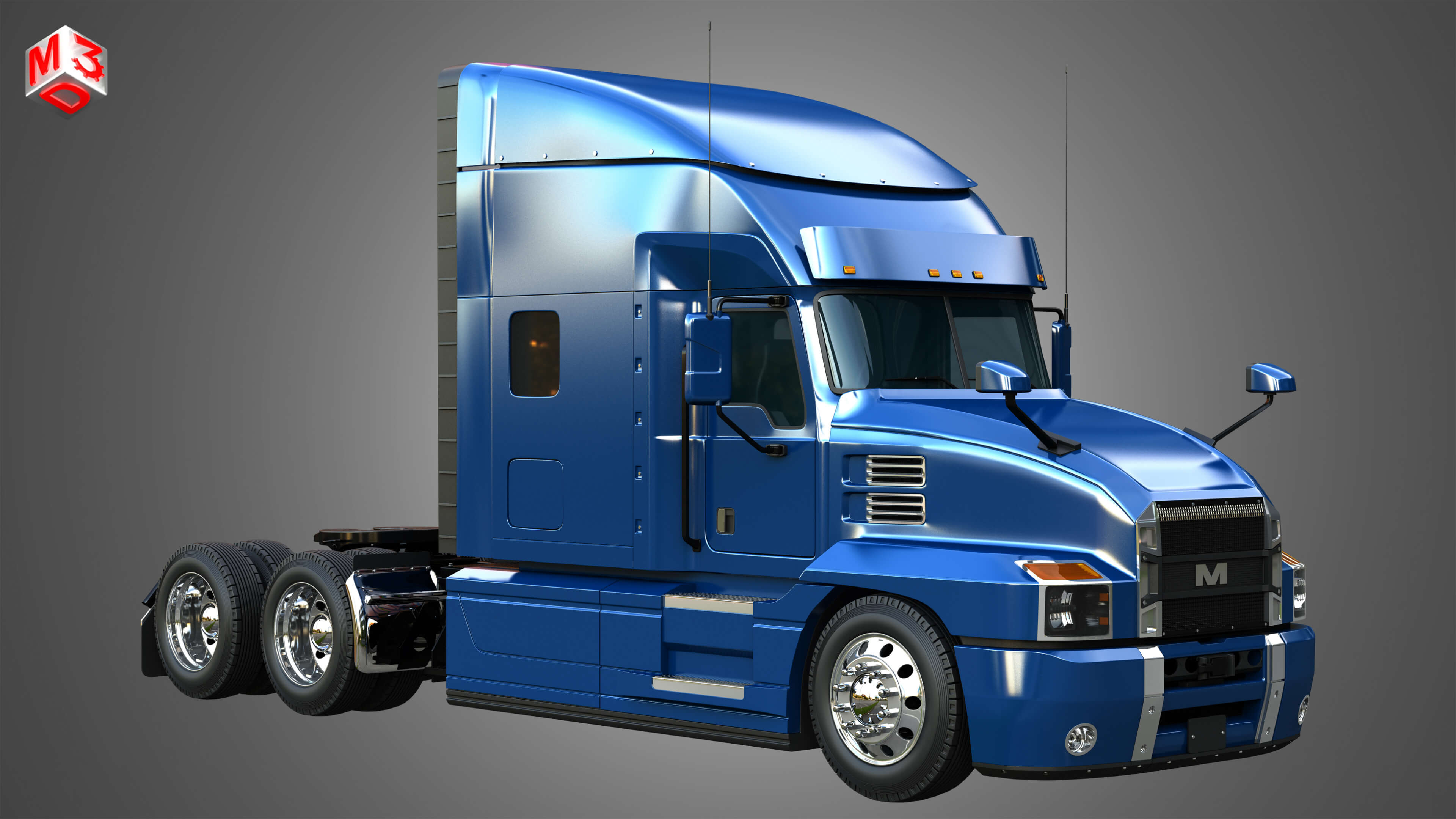 Anthem 64T Truck With Lowboy Double Trailer - Oversize Load 3D Model by Markos3d