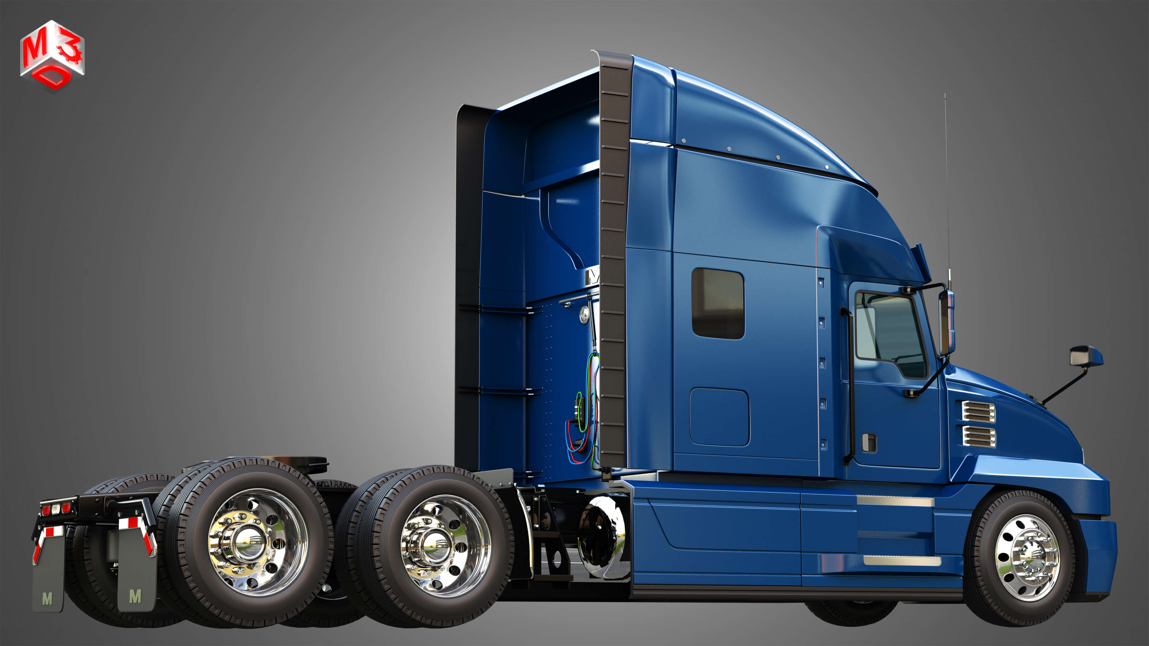 Anthem 64T Truck With Lowboy Double Trailer - Oversize Load 3D Model by Markos3d