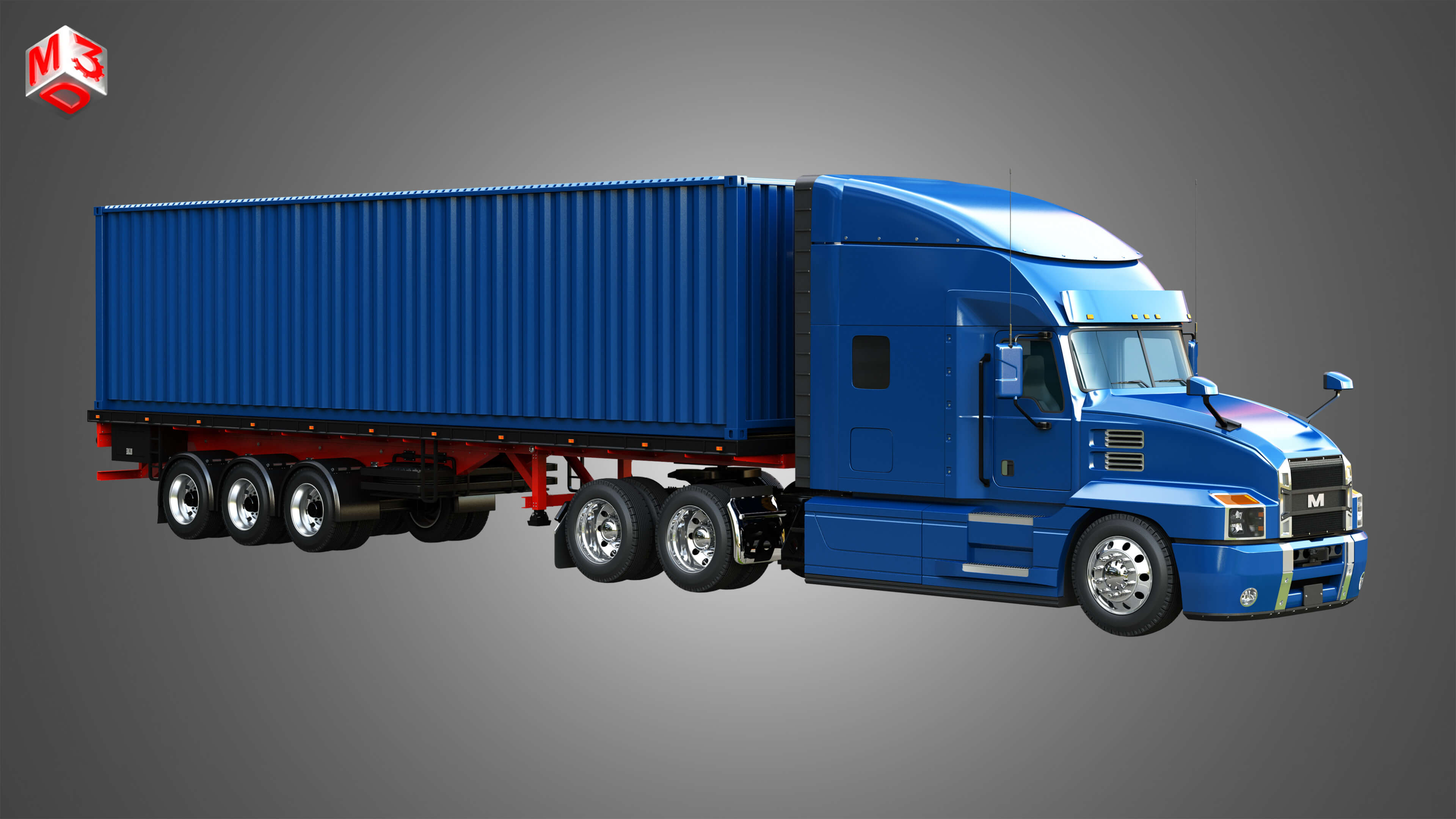 Anthem 64T With 3-Axle Container Trailer 3D Model by Markos3d