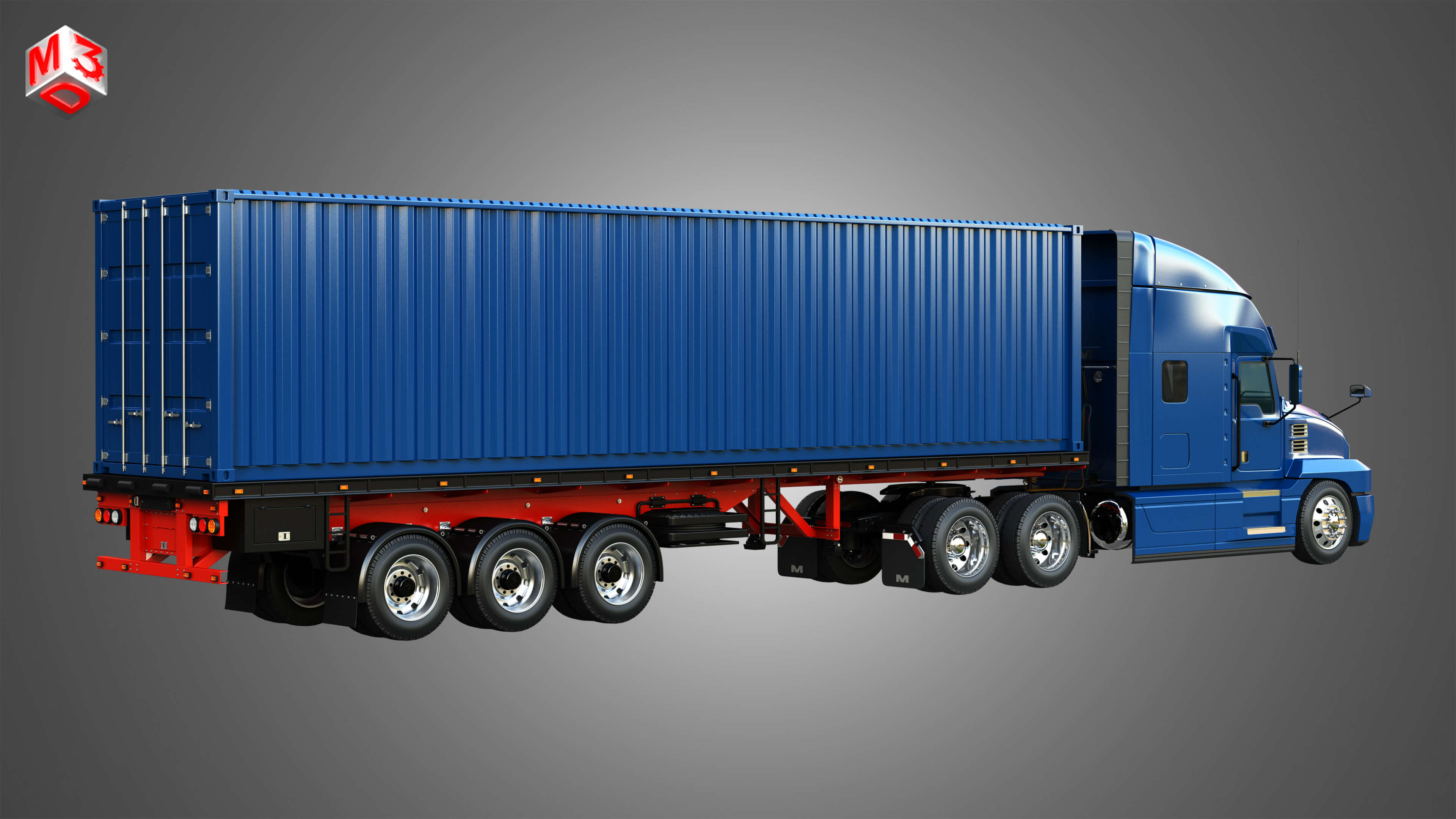 Anthem 64T With 3-Axle Container Trailer 3D Model by Markos3d