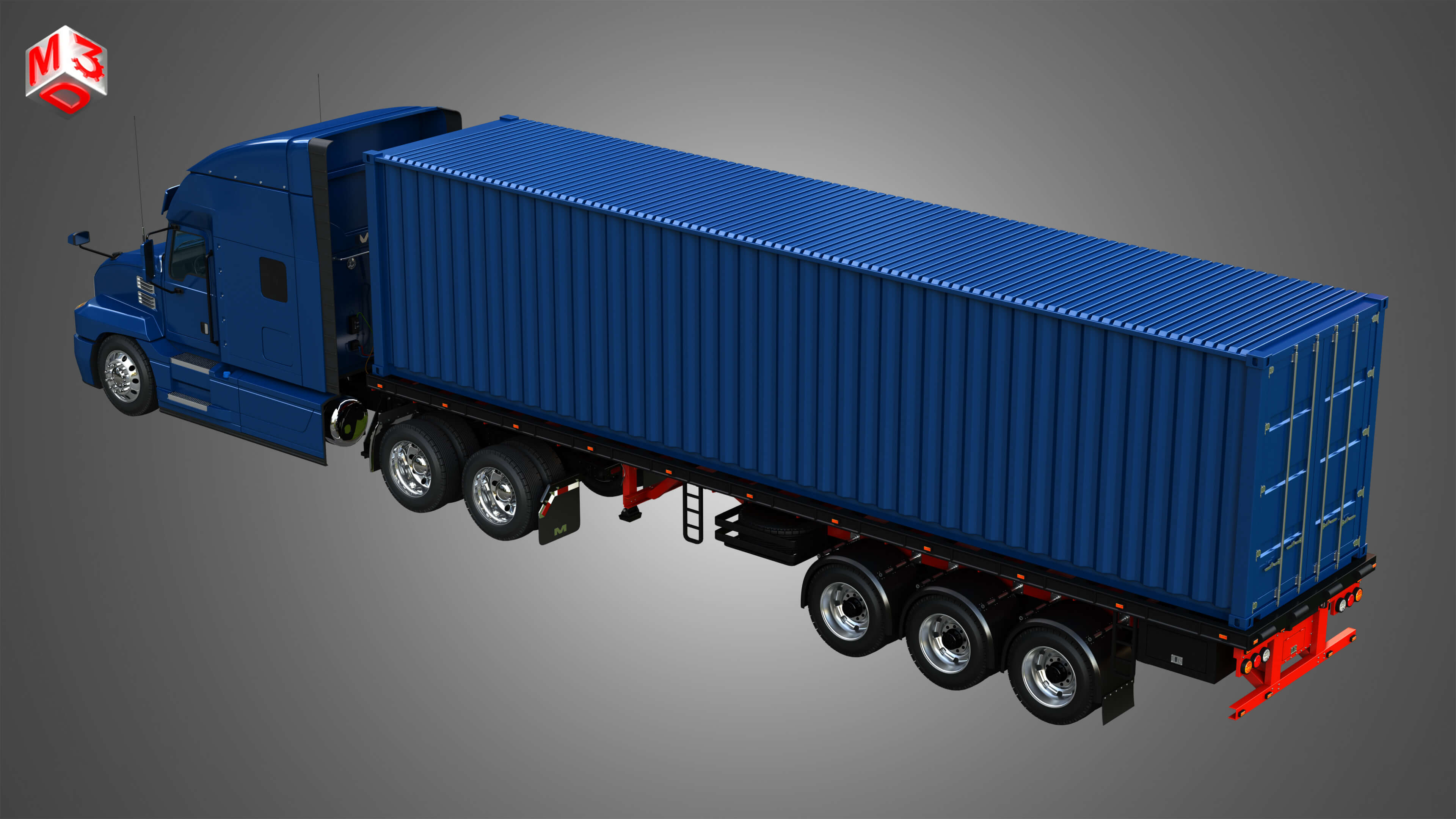 Anthem 64T With 3-Axle Container Trailer 3D Model by Markos3d