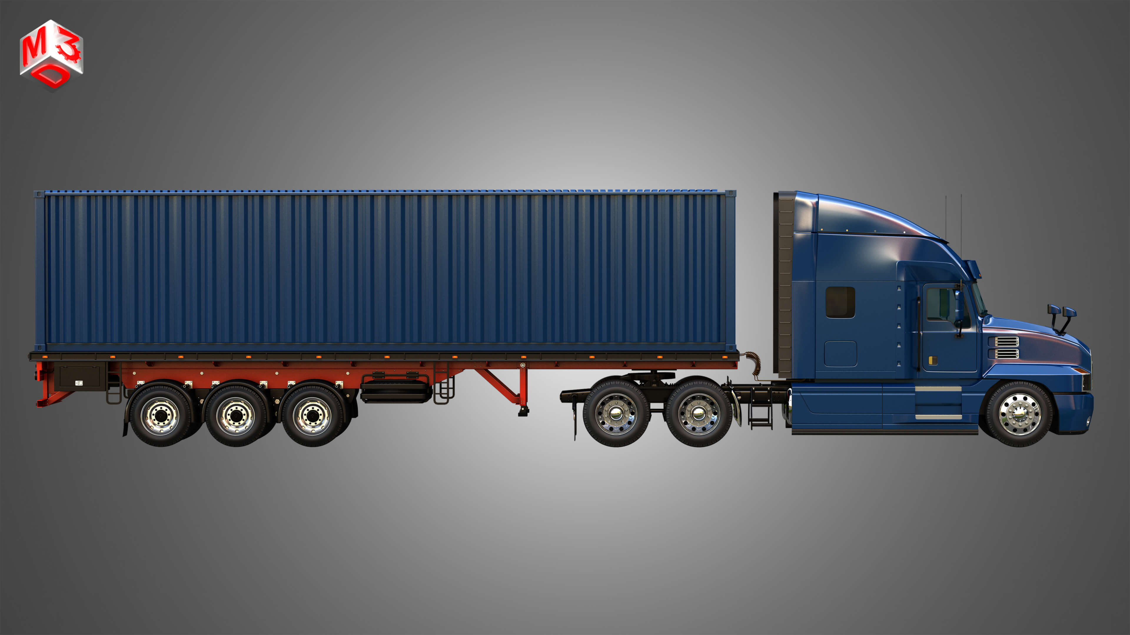 Anthem 64T With 3-Axle Container Trailer 3D Model by Markos3d