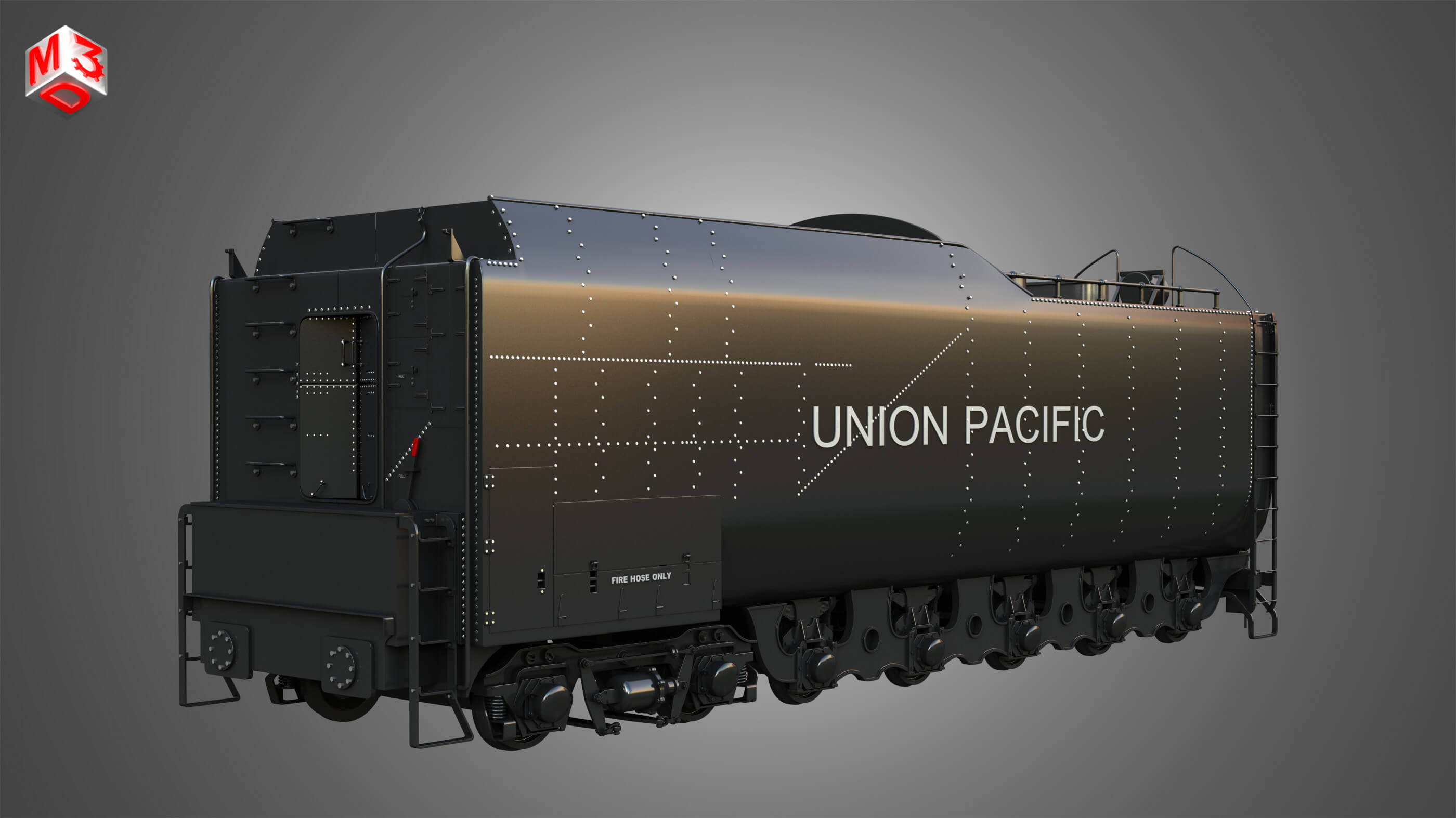 Big Boy 4014 - Steam Locomotive With Coal Wagon 3D Model by Markos3d