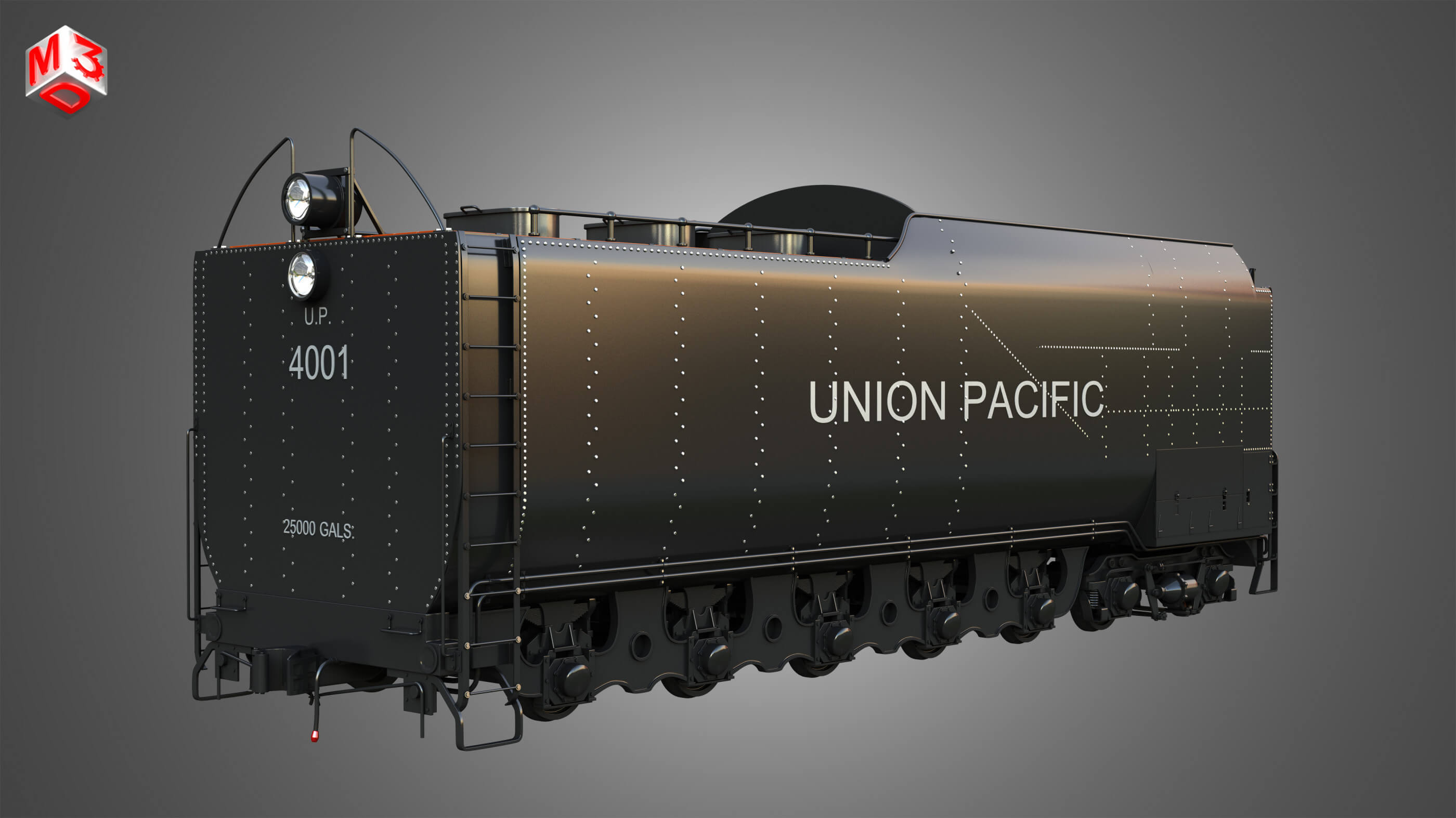 Big Boy 4014 - Steam Locomotive With Coal Wagon 3D Model by Markos3d