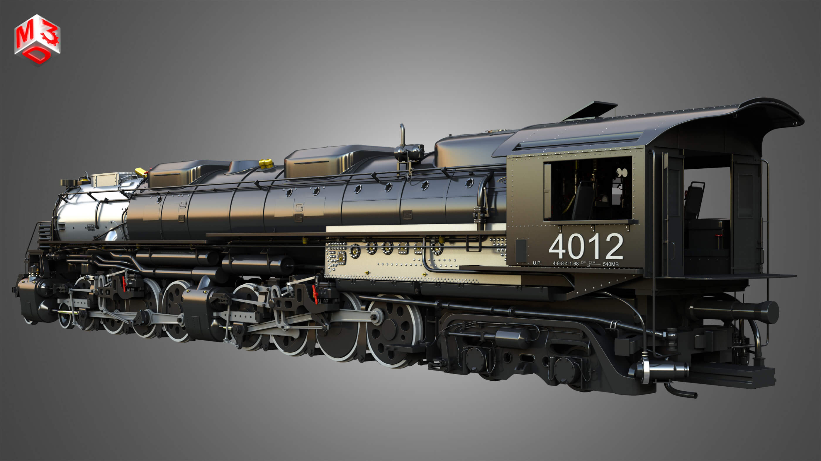 Big Boy 4014 - Steam Locomotive With Coal Wagon 3D Model by Markos3d