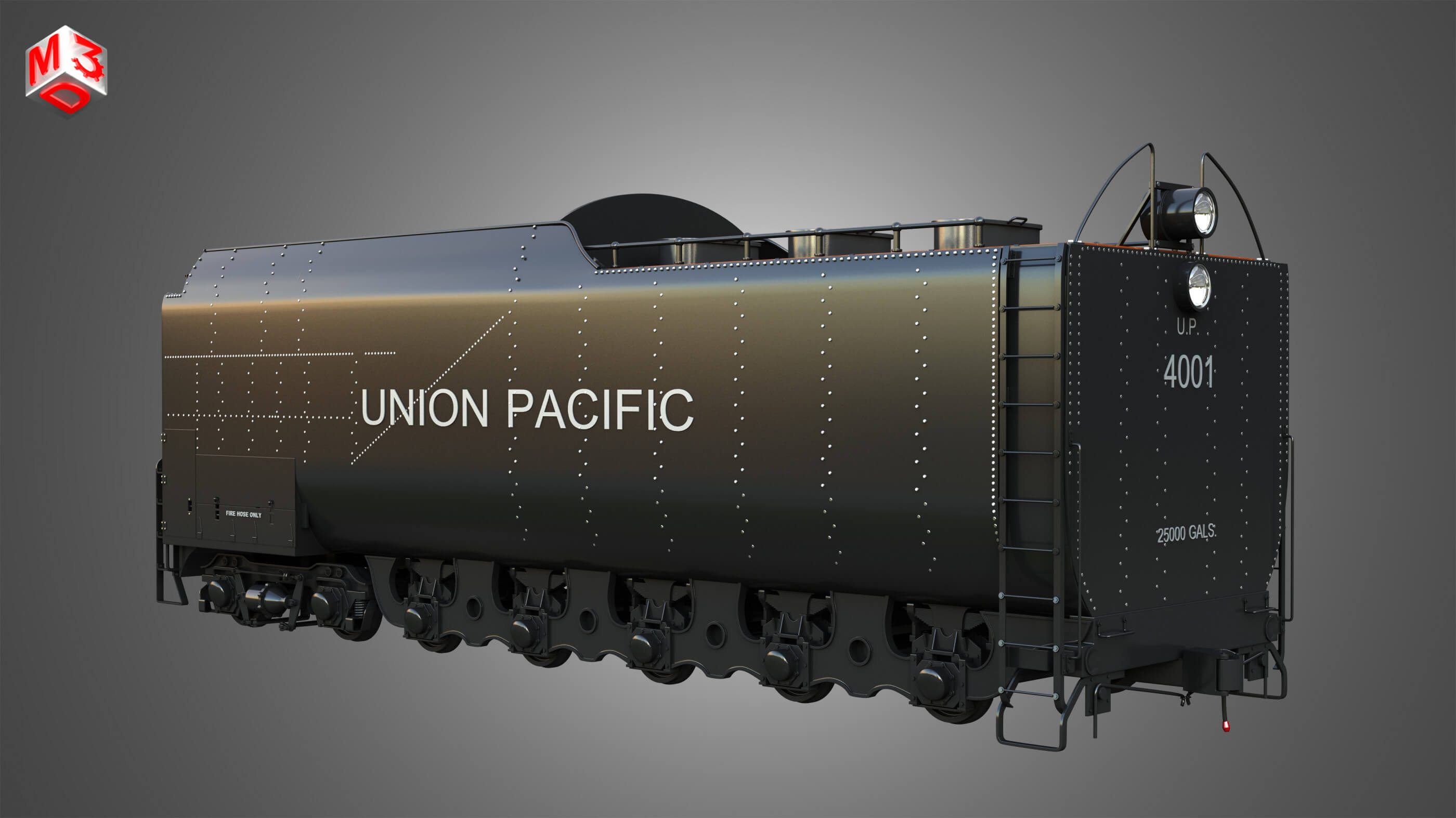 Big Boy 4014 - Steam Locomotive With Coal Wagon 3D Model by Markos3d