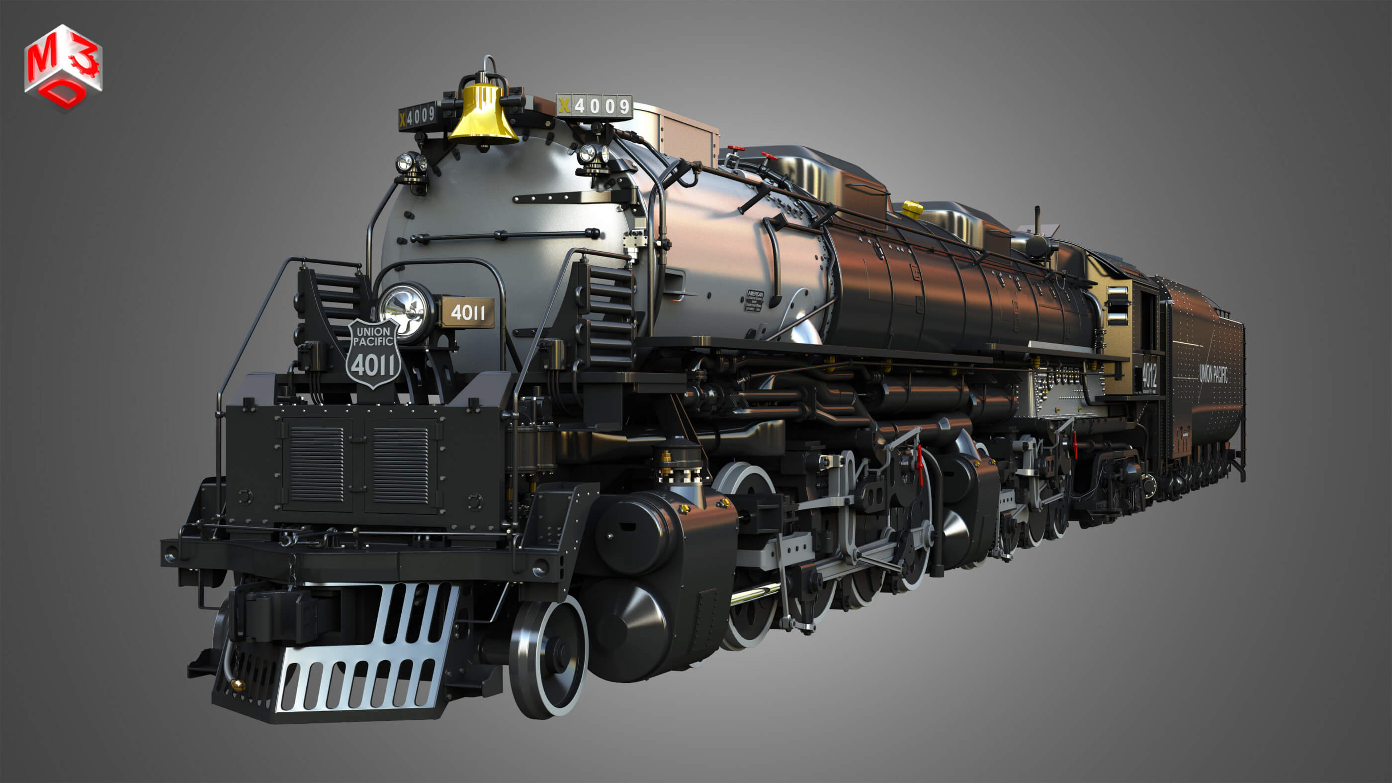 Big Boy 4014 - Steam Locomotive With Coal Wagon 3D Model by Markos3d