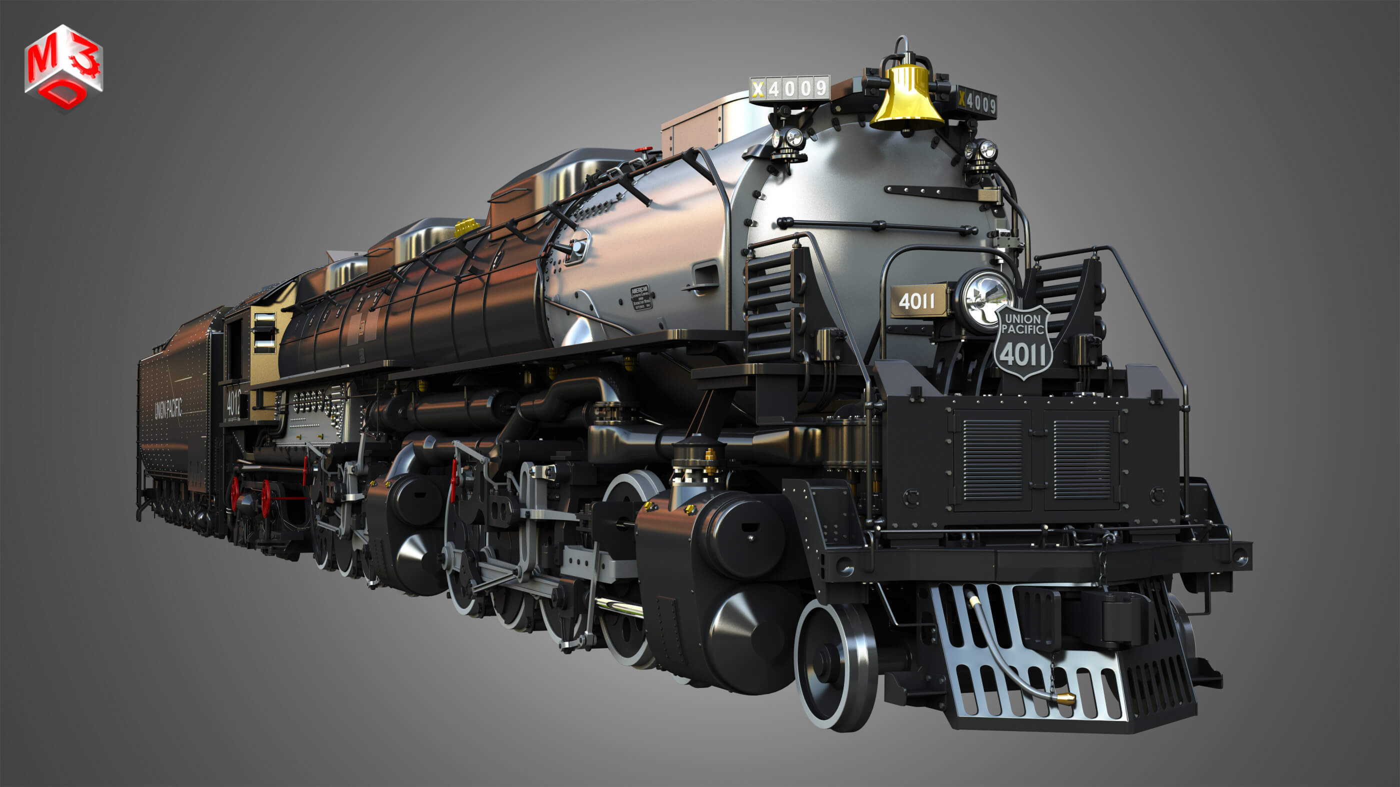 Big Boy 4014 - Steam Locomotive With Coal Wagon 3D Model by Markos3d