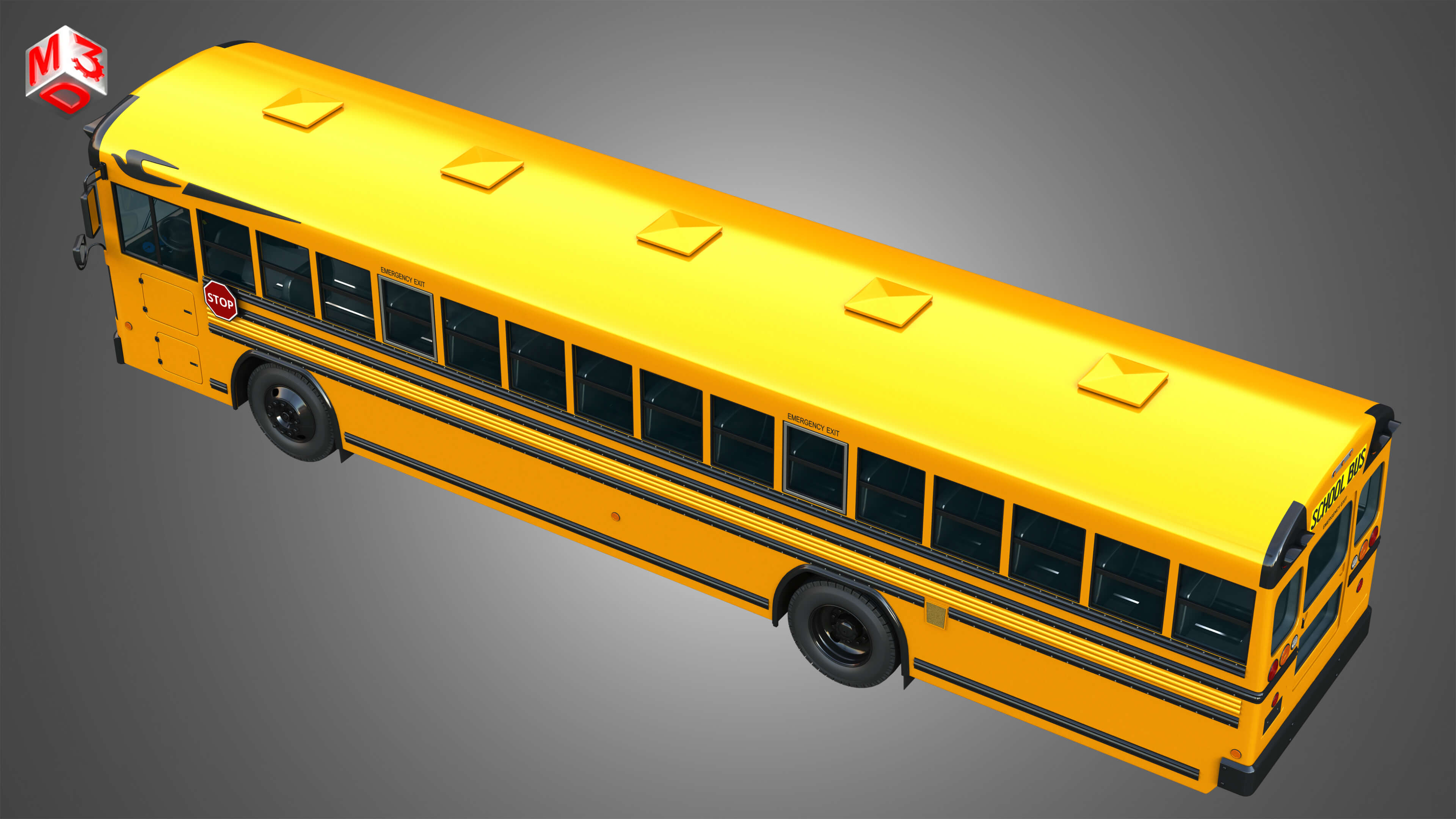 Blue Bird School Bus - 60 Passenger 3D Model by Markos3d