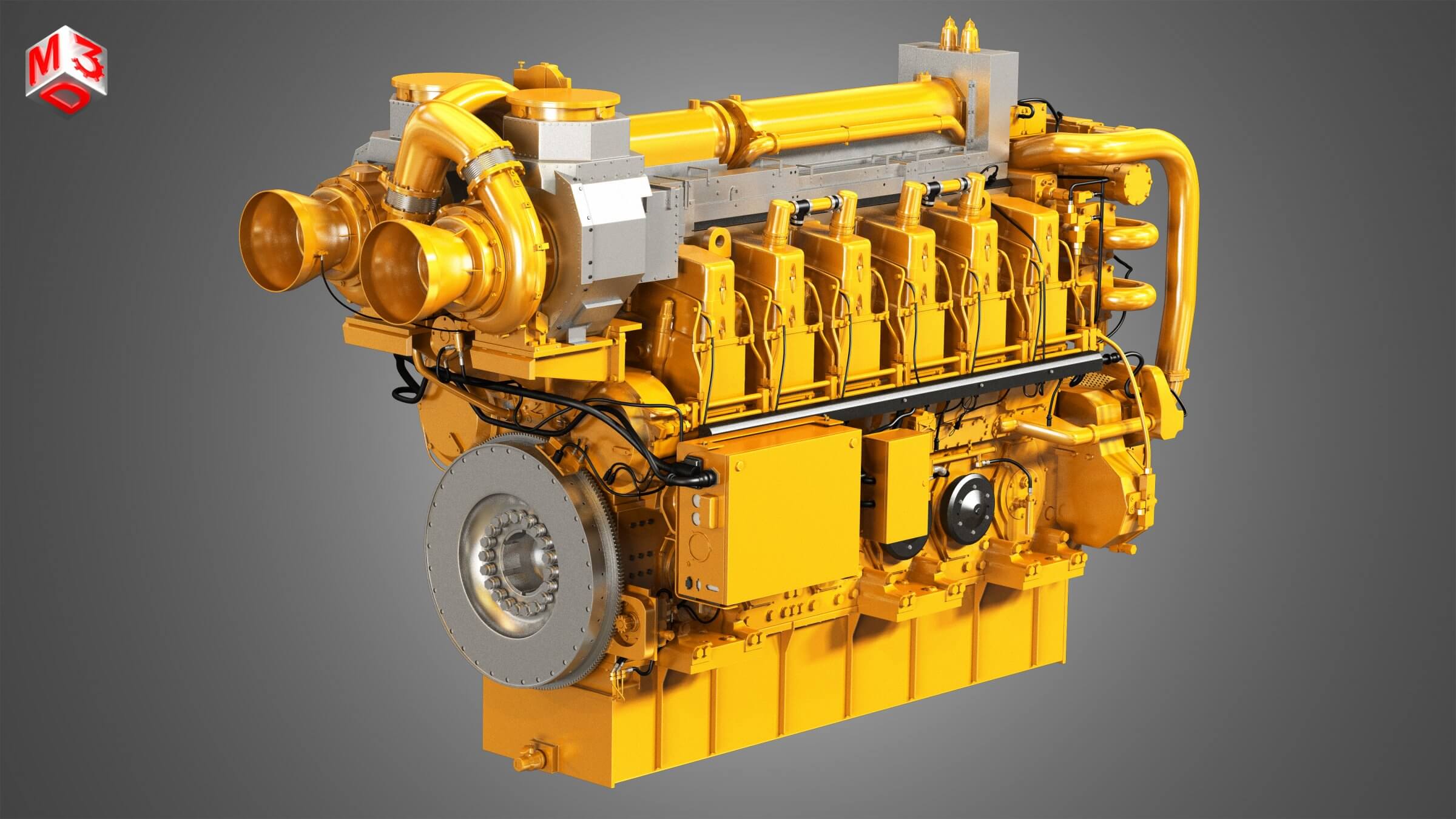 C280 Marine 12 Cylinder Engine - 3D Model by Markos3d