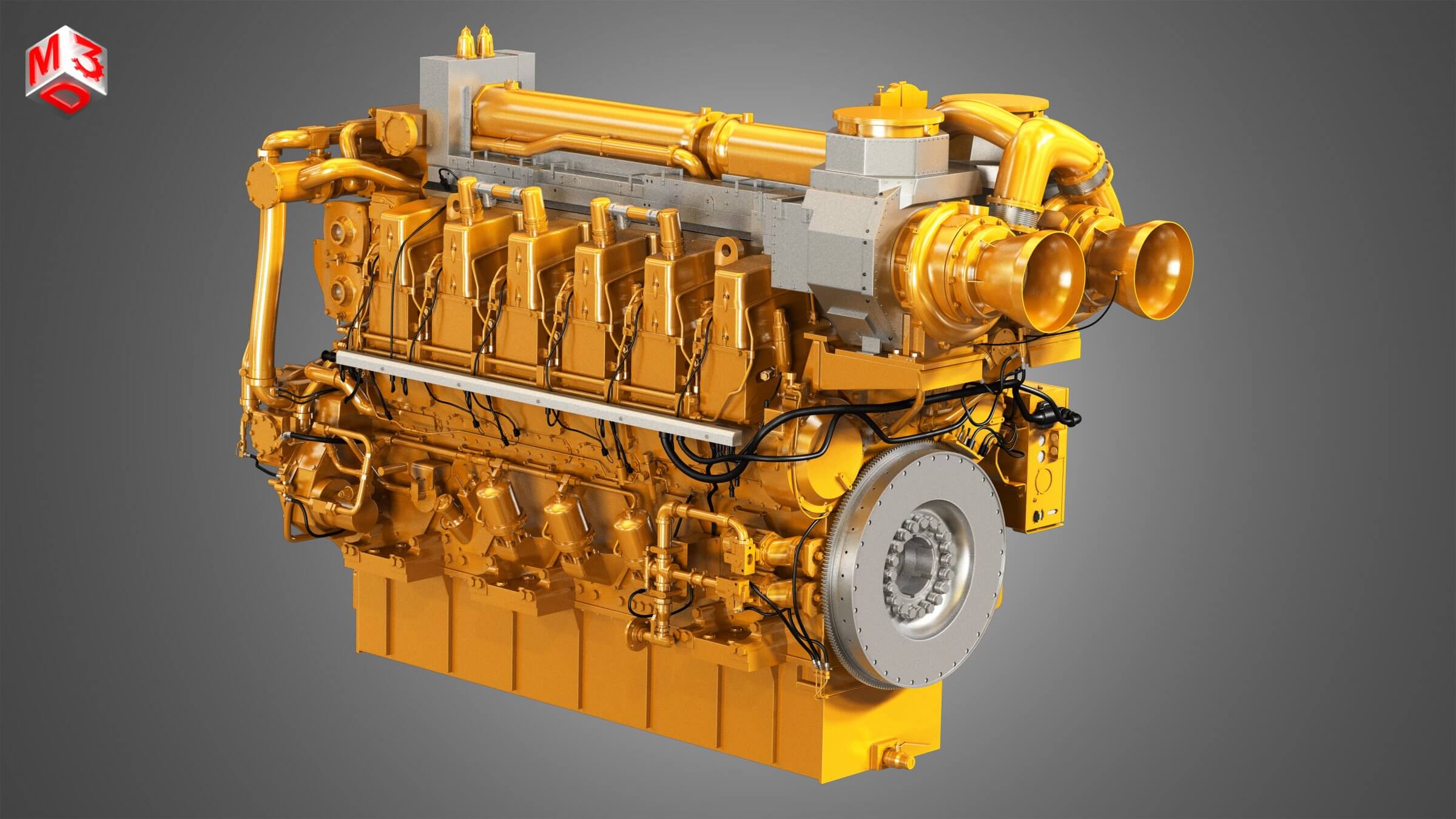 C280 Marine 12 Cylinder Engine - 3D Model by Markos3d